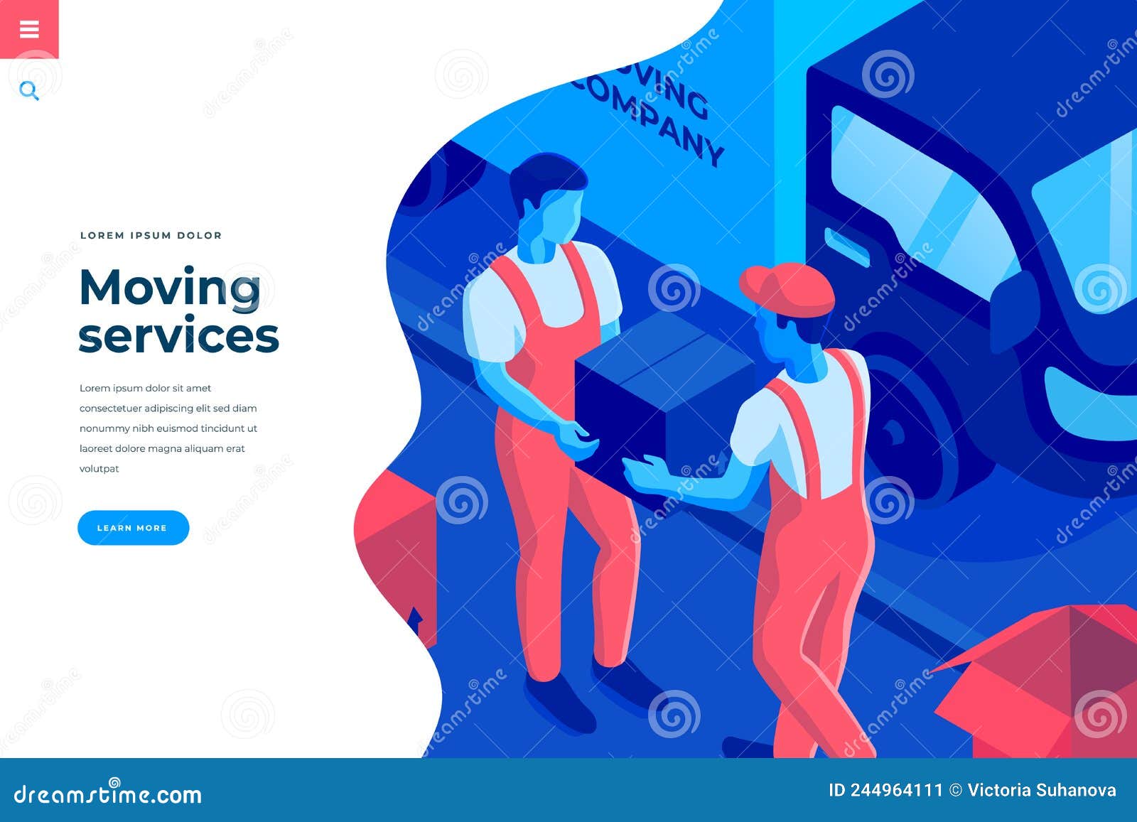 Moving Service Isometric Vector Illustration for Landing Page Header ...