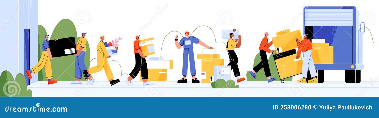 Moving Service Workers Help at Home Relocation Stock Vector ...