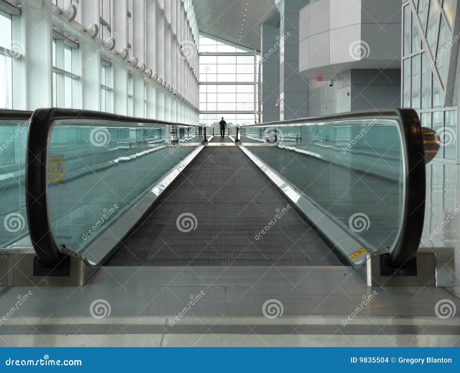 Moving sidewalk in airport stock photo. Image of architecture - 9835504