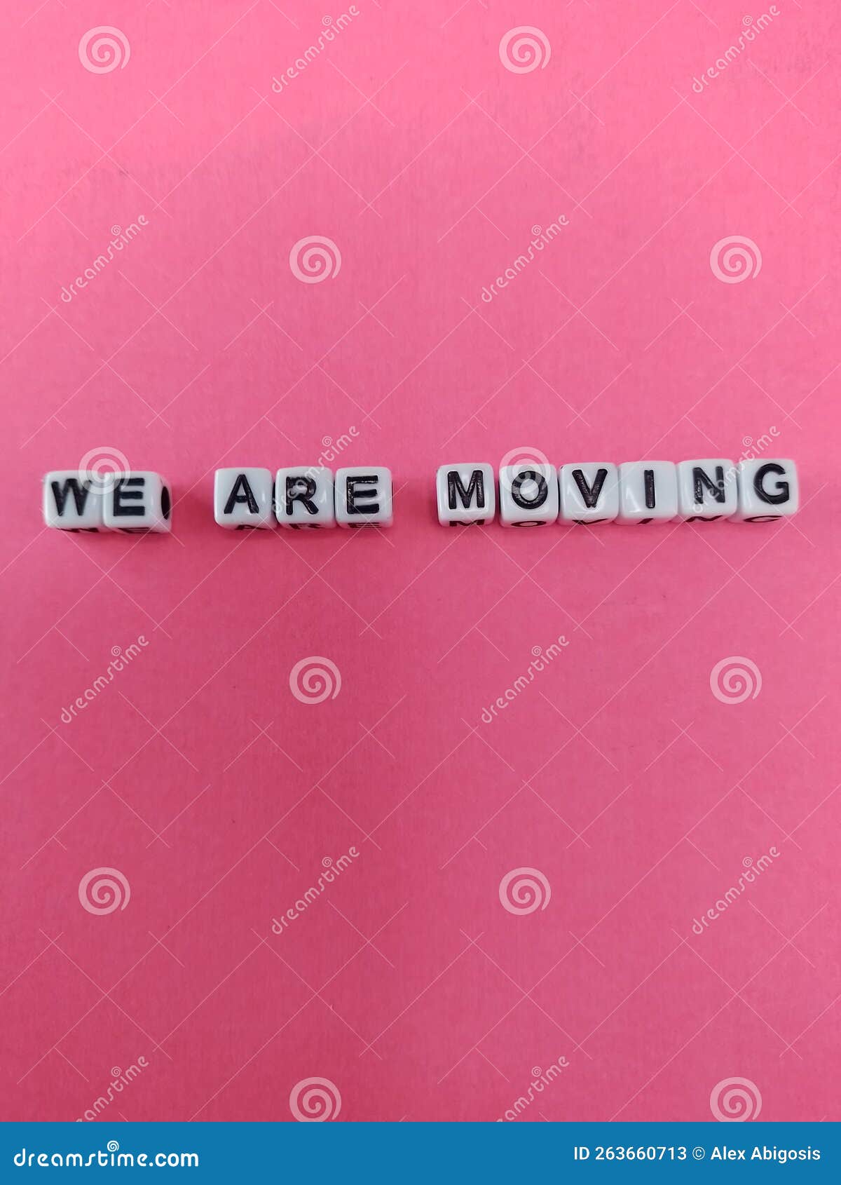 We are Moving Sign on a Pink Background Stock Image - Image of font ...