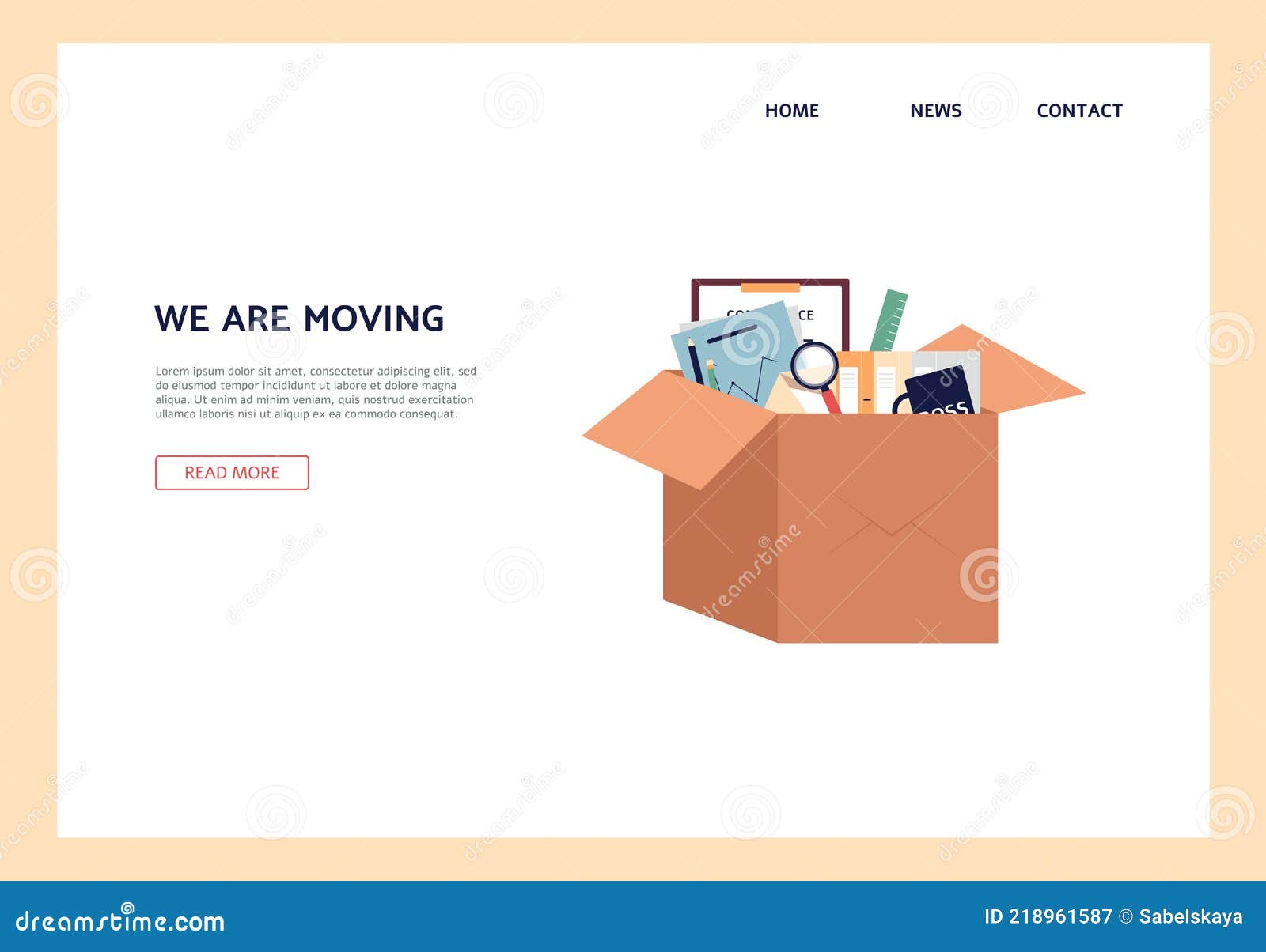 We are Moving Site Interface for Business Relocation, Flat Vector ...