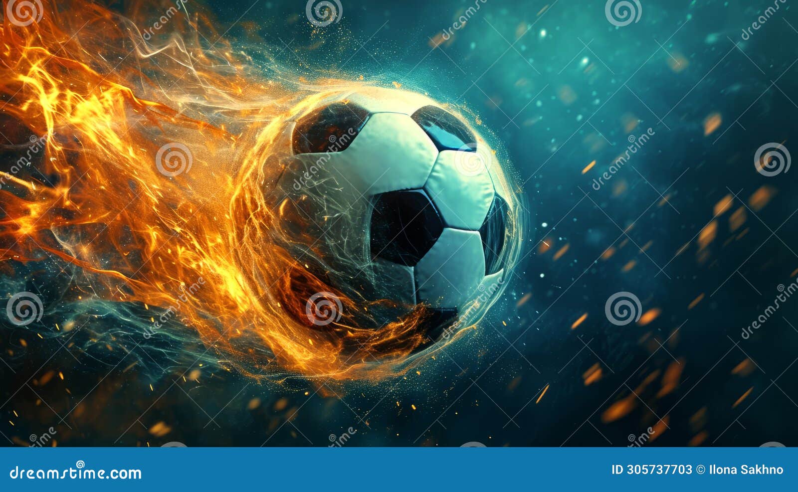 Moving a Soccer Ball with Fire Stock Illustration - Illustration of ...