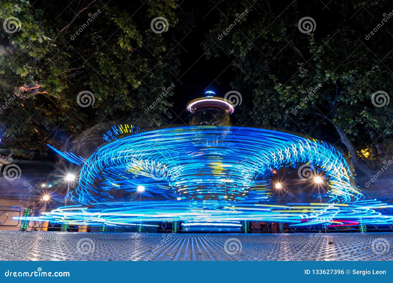 Moving Speed Lights In The Theme Park Royalty-Free Stock Photography ...