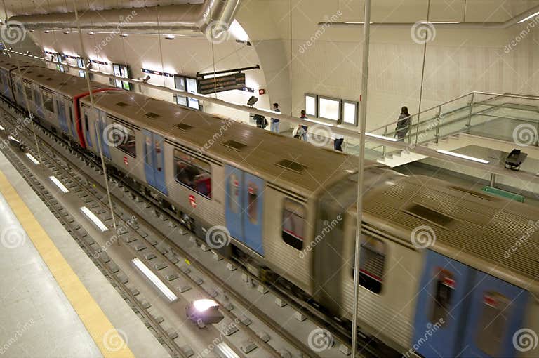 Moving subway train stock photo. Image of building, city - 17422300