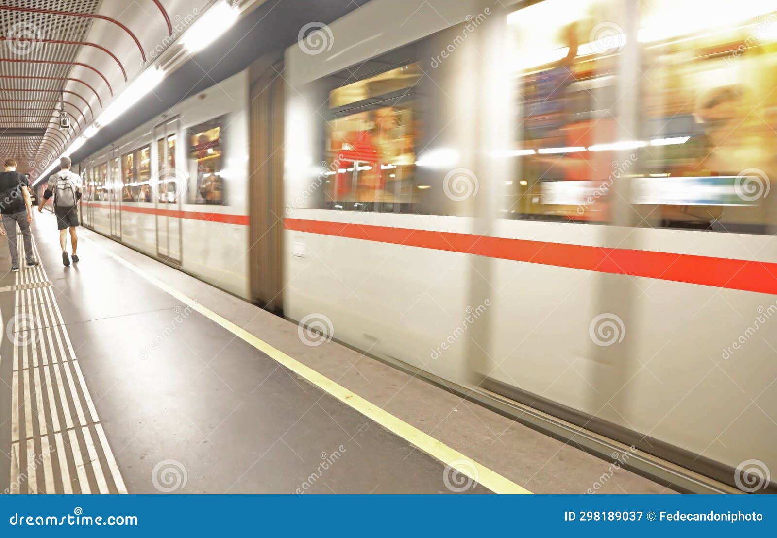 Moving Subway Train Just Left the Terminus Stock Image - Image of ...