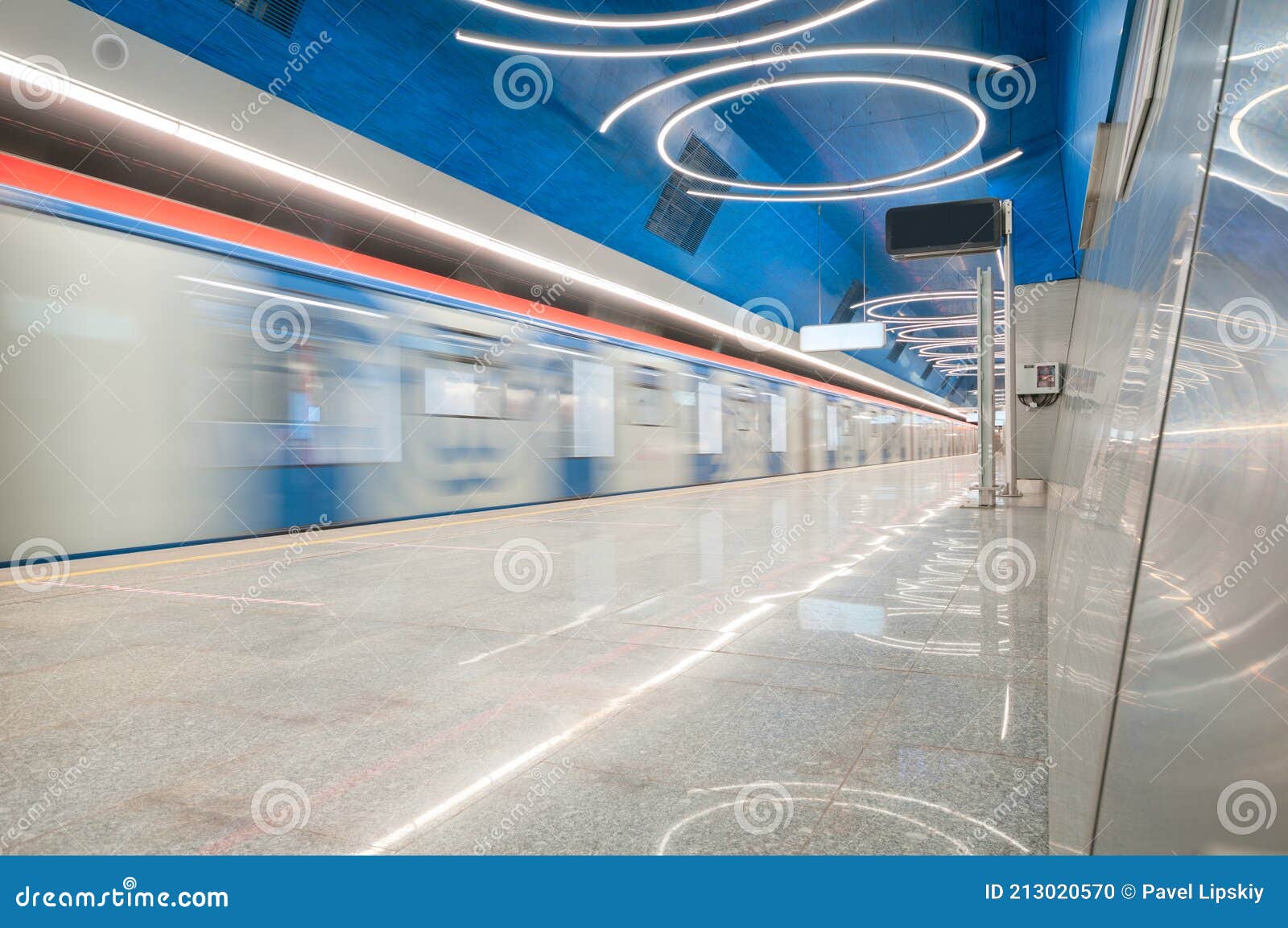 Moving Subway Train on the Metro Station Stock Photo - Image of ...