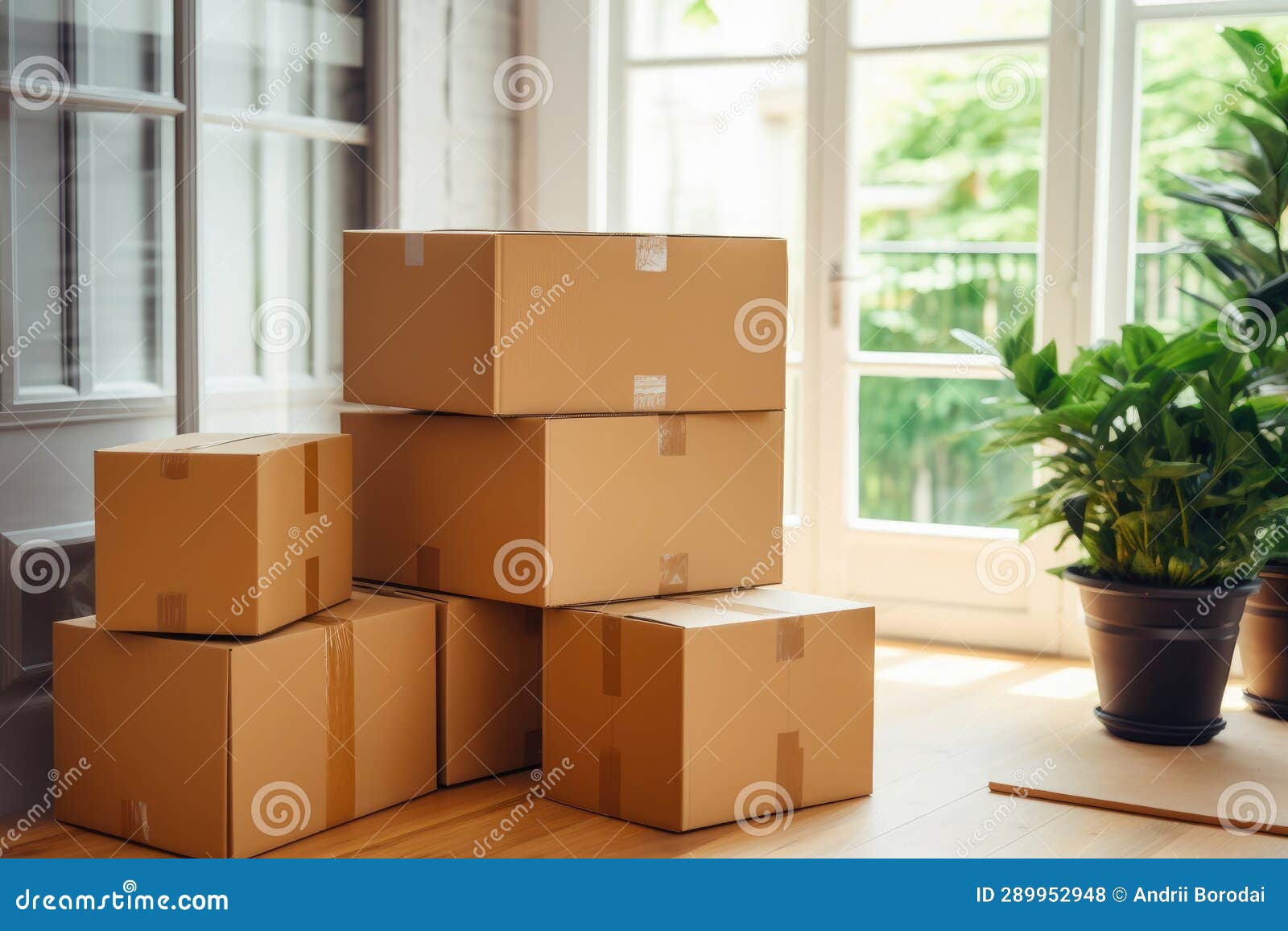 Moving Supplies: Boxes and Packaging. Stock Illustration - Illustration ...