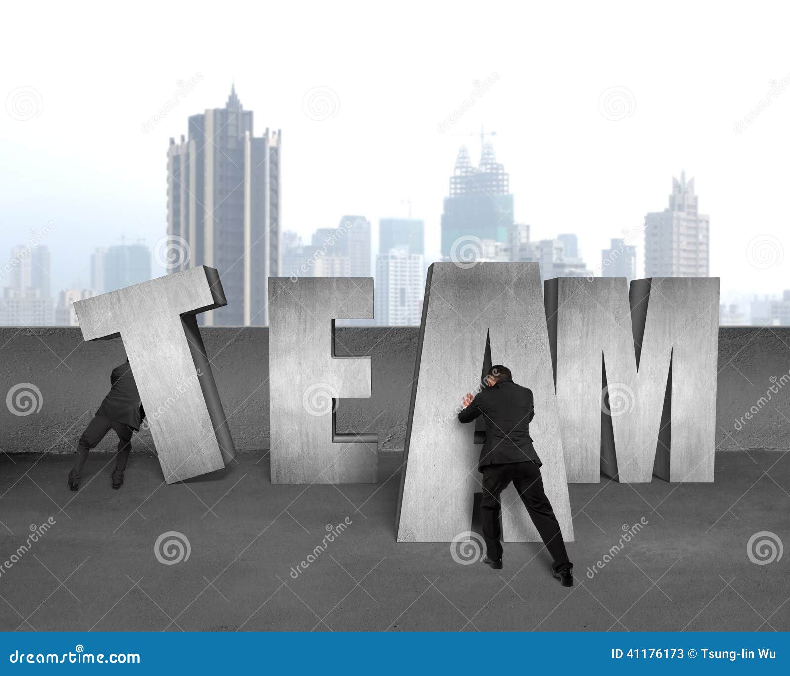 Moving TEAM Concrete Word Together Stock Illustration - Illustration of ...
