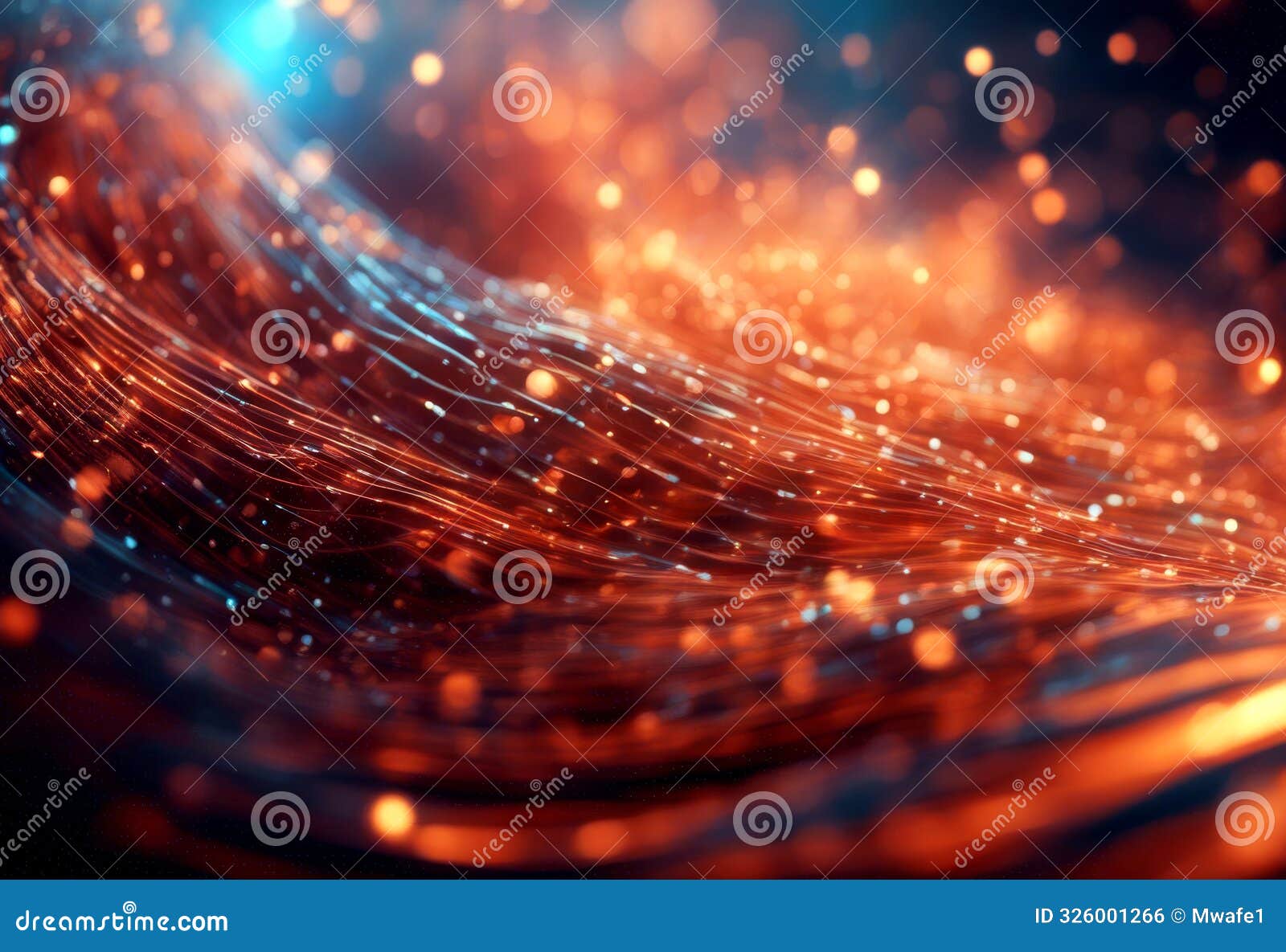 Moving Technology Flow 3d Wave Particles Cyber Illustration Rendering ...