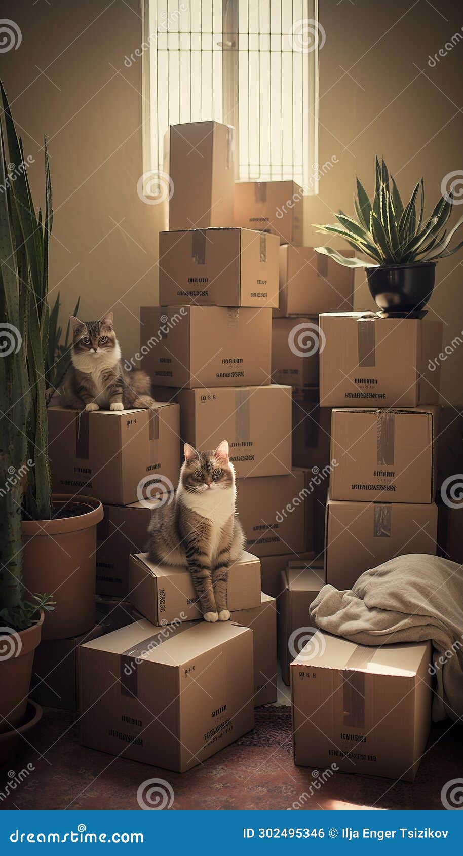 Moving To New Home Donation Concept with Stack of Cardboard Boxes and ...