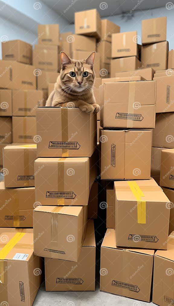 Moving To New Home, Donation ConceptStack of Cardboard Boxes with ...