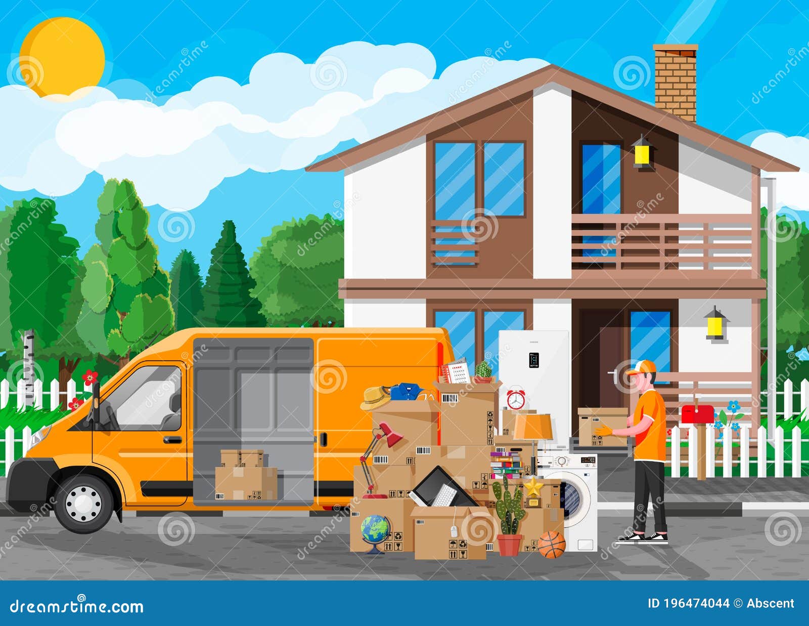 Moving To New House. Family Relocated To New Home Stock Vector ... Moving To New House. Family Relocated To New Home Stock Vector ...