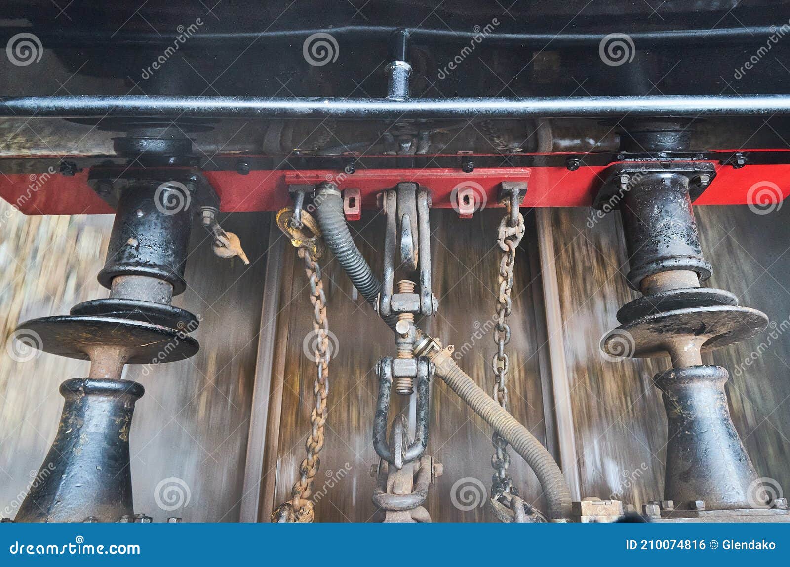 Moving Train Carriage with Coupling Stock Photo - Image of hitch, link ...