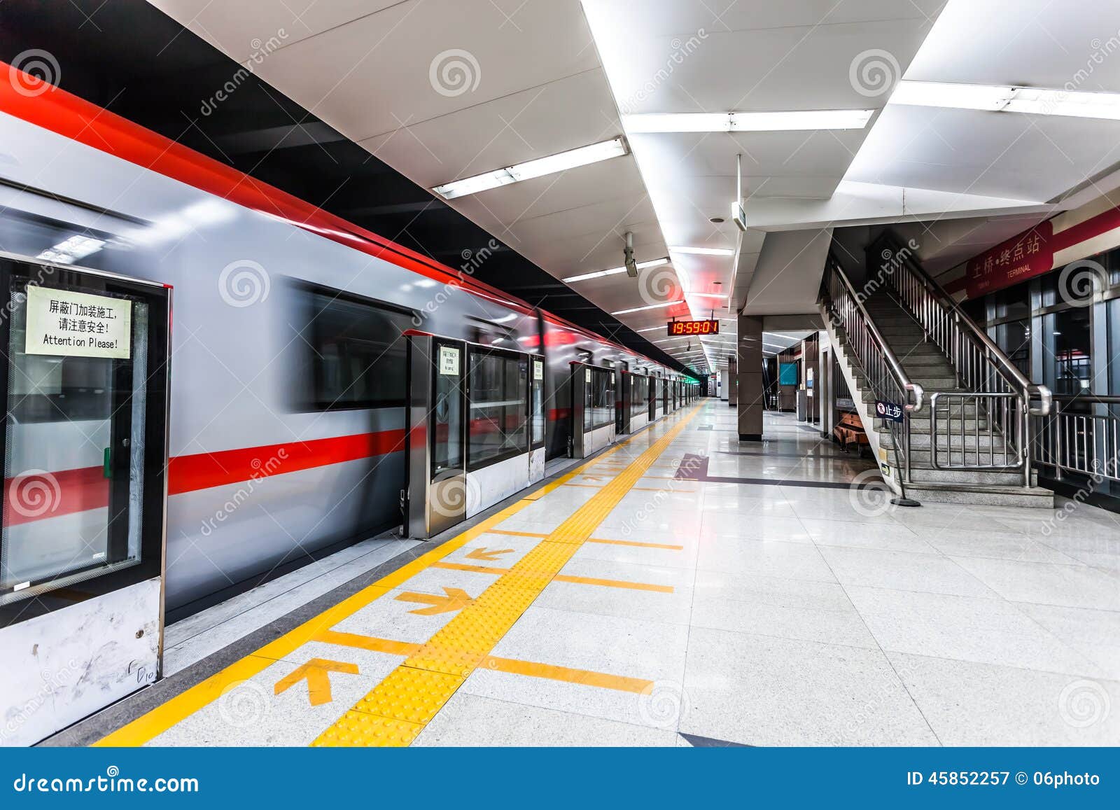 Moving Train in Subway Station Stock Image - Image of business, mass ...