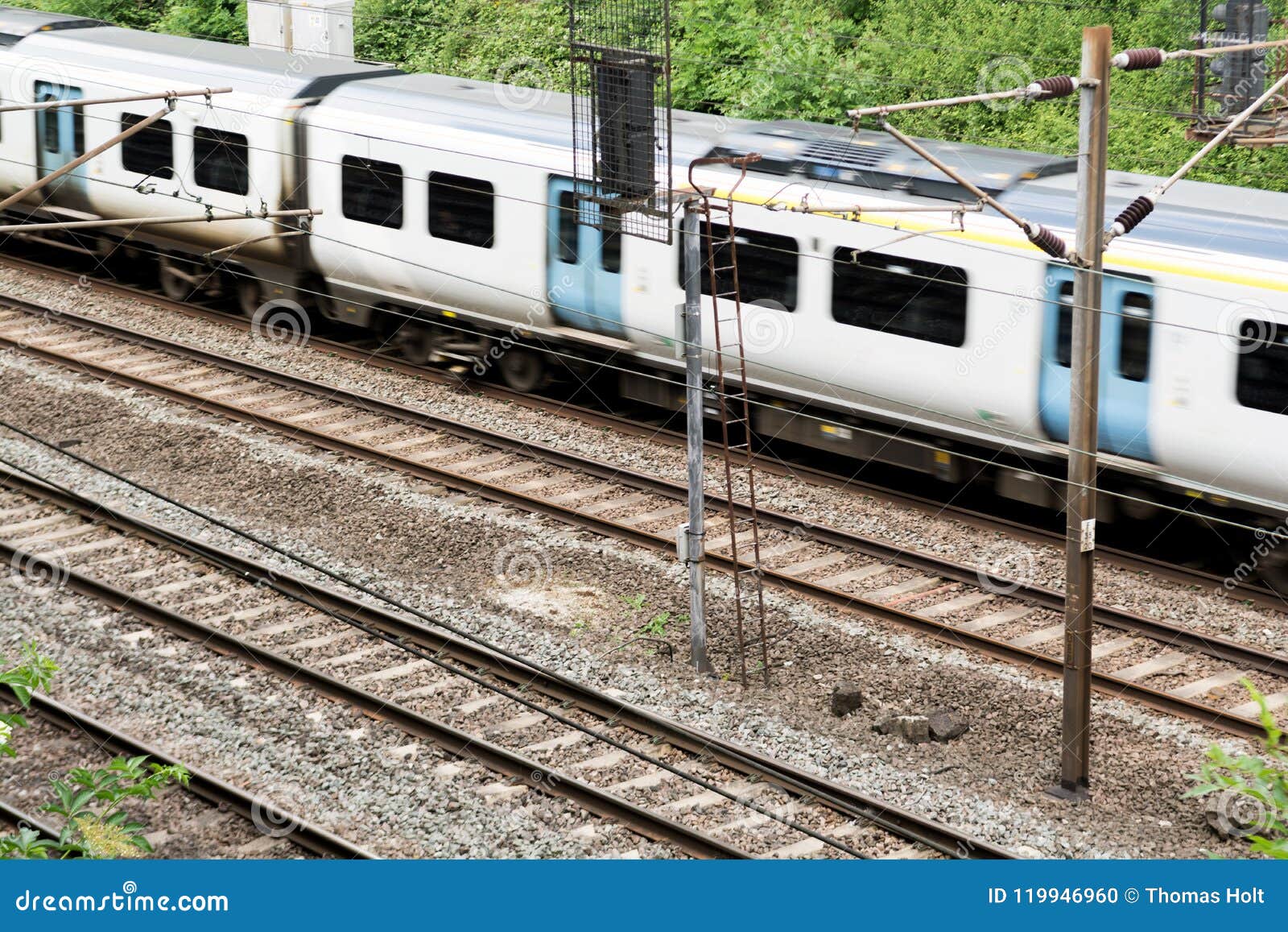 Moving Train on the Tracks, Train is in Motion Stock Photo - Image of ...