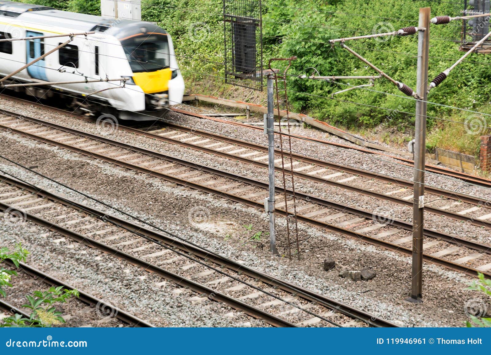 Moving Train on the Tracks, Train is in Motion Stock Image - Image of ...