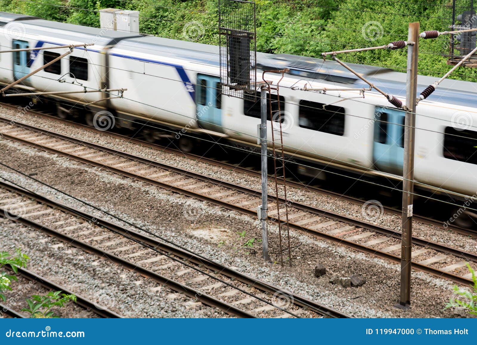 Moving Train on the Tracks, Train is in Motion Stock Photo - Image of ...