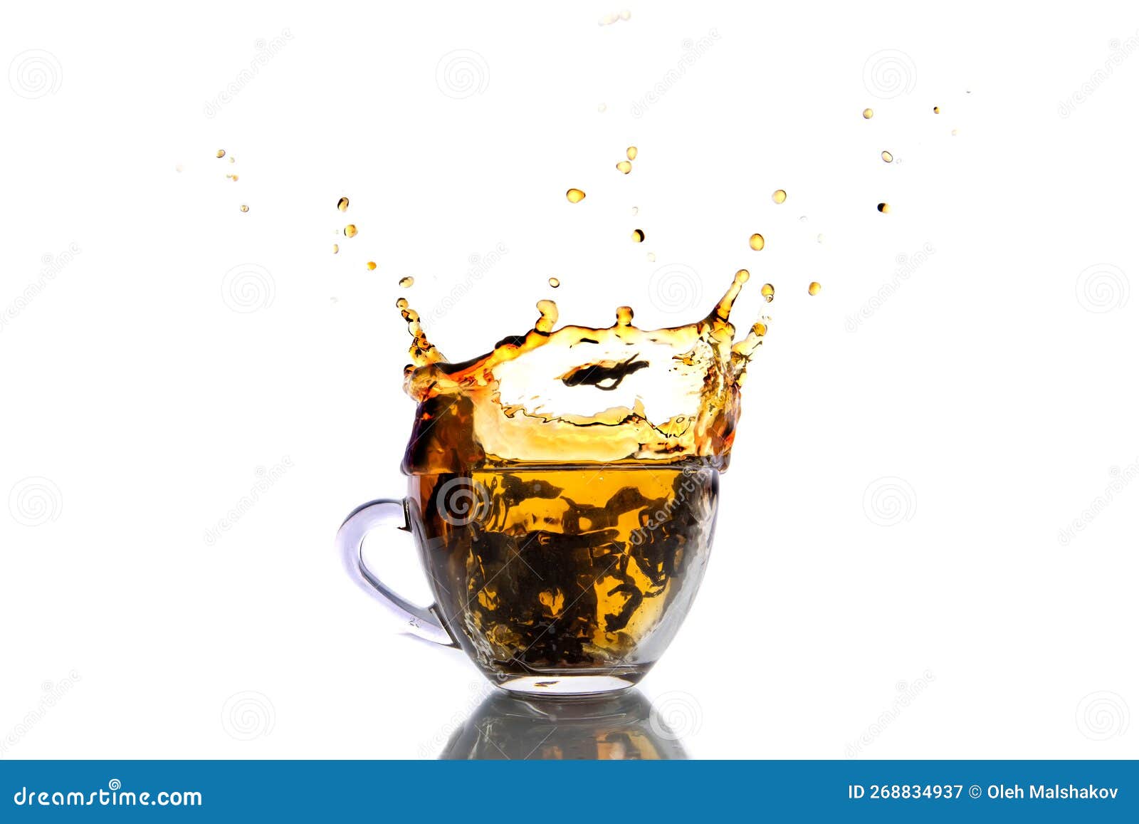 Moving a Transparent Cup of Tea on a White Background. Stock Image ...
