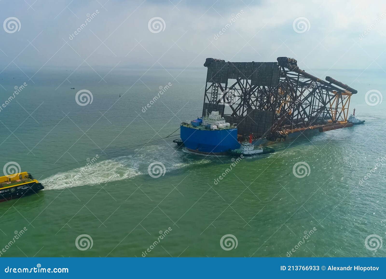Moving and Transporting the Supports of Oil Platform Stock Image ...