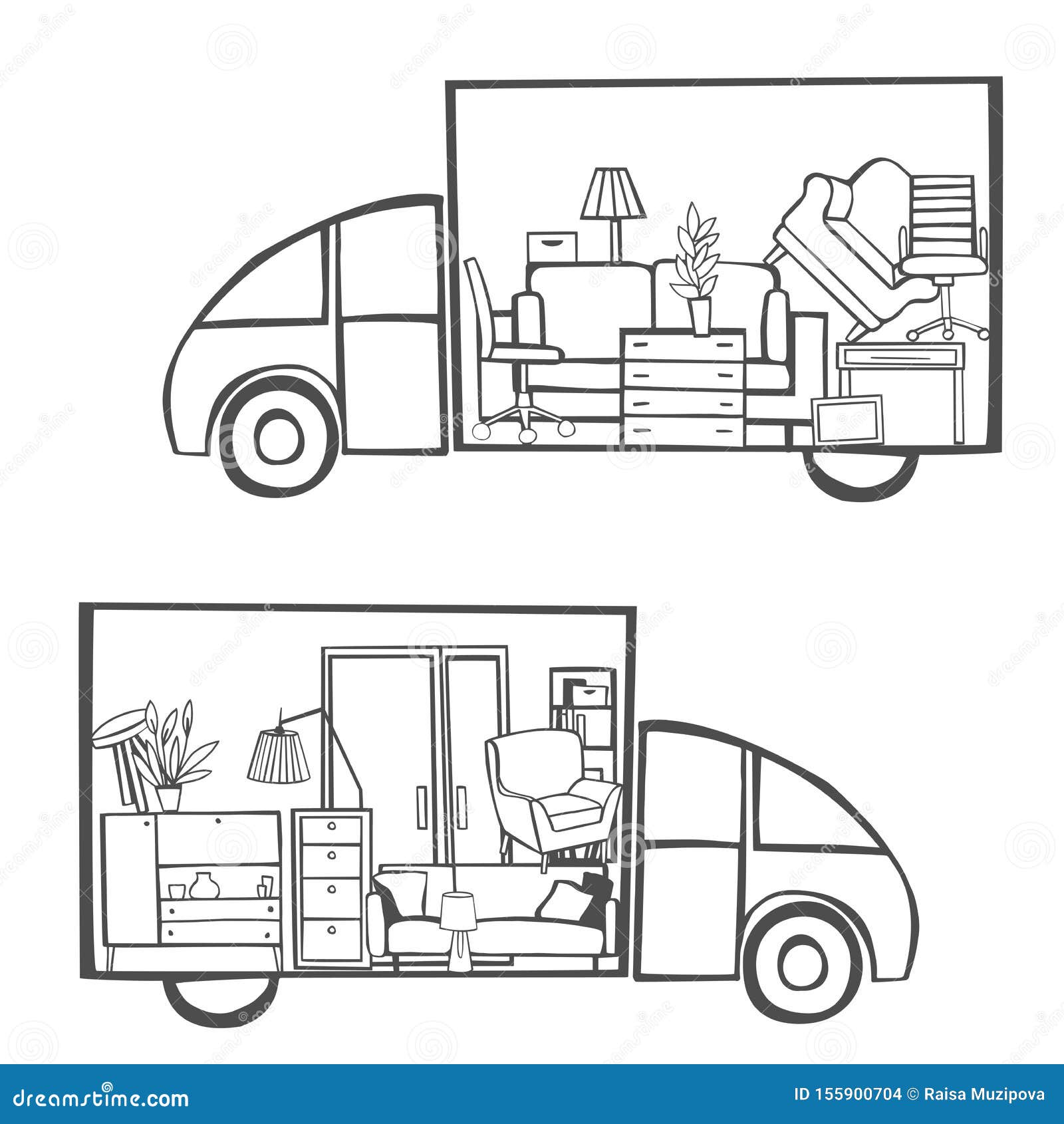 Moving Trucks. Relocation. Vector Illustration Stock Vector ...