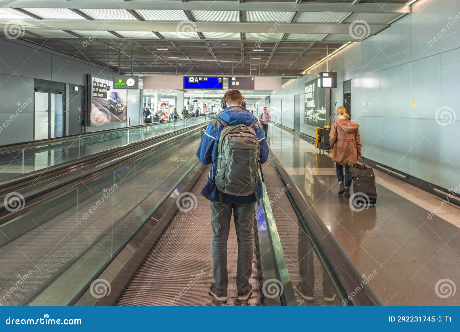Moving Walkway In Airport, Perspective View Editorial Photo ...
