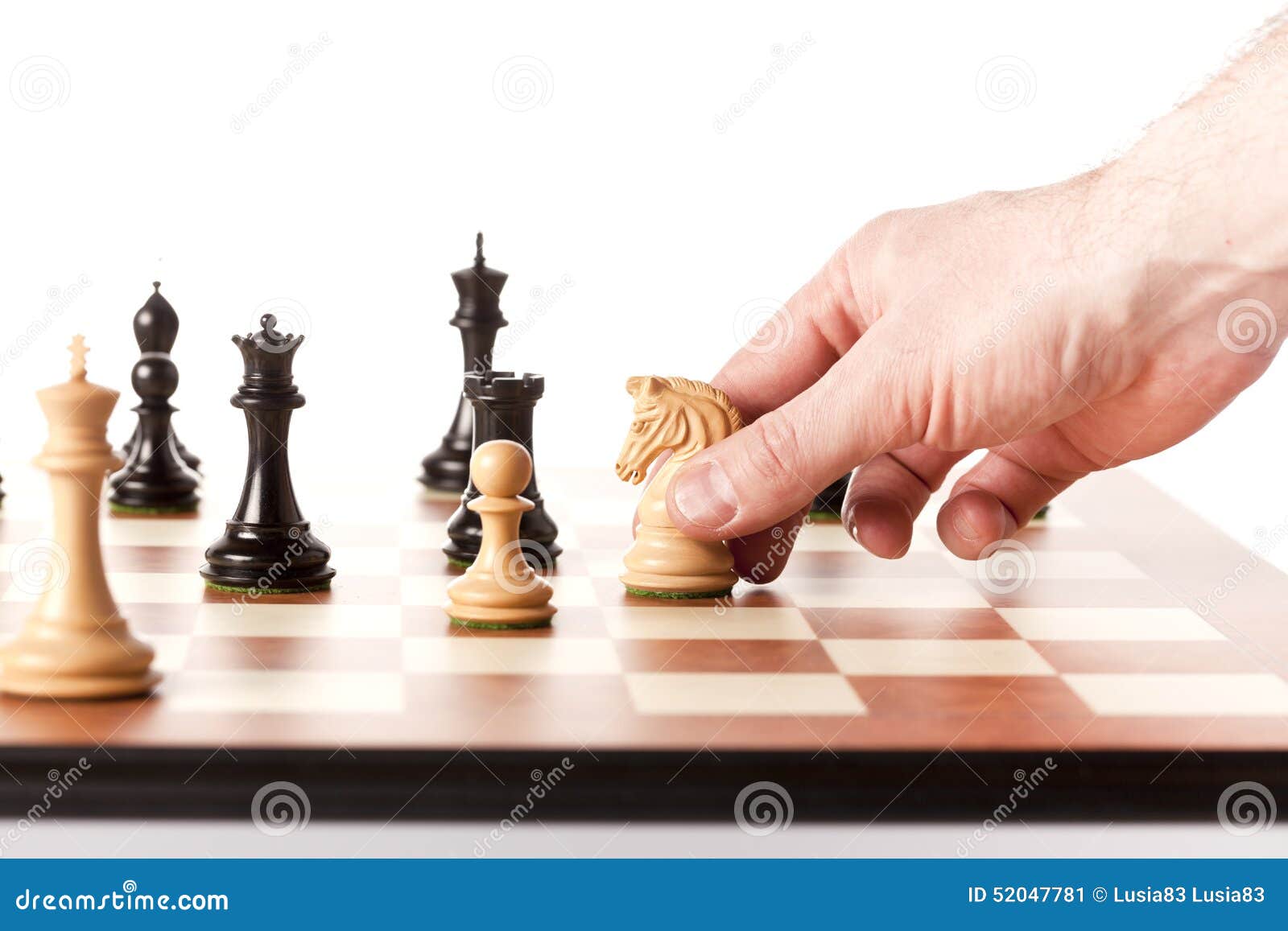 Moving White Chess Knight on a Chessboard Stock Image - Image of ...