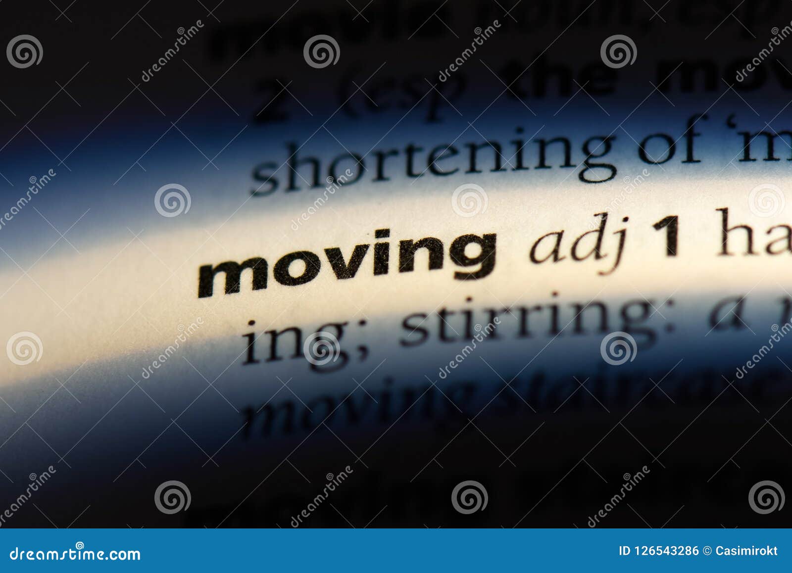 Moving stock photo. Image of text, macro, printed, isolated - 126543286