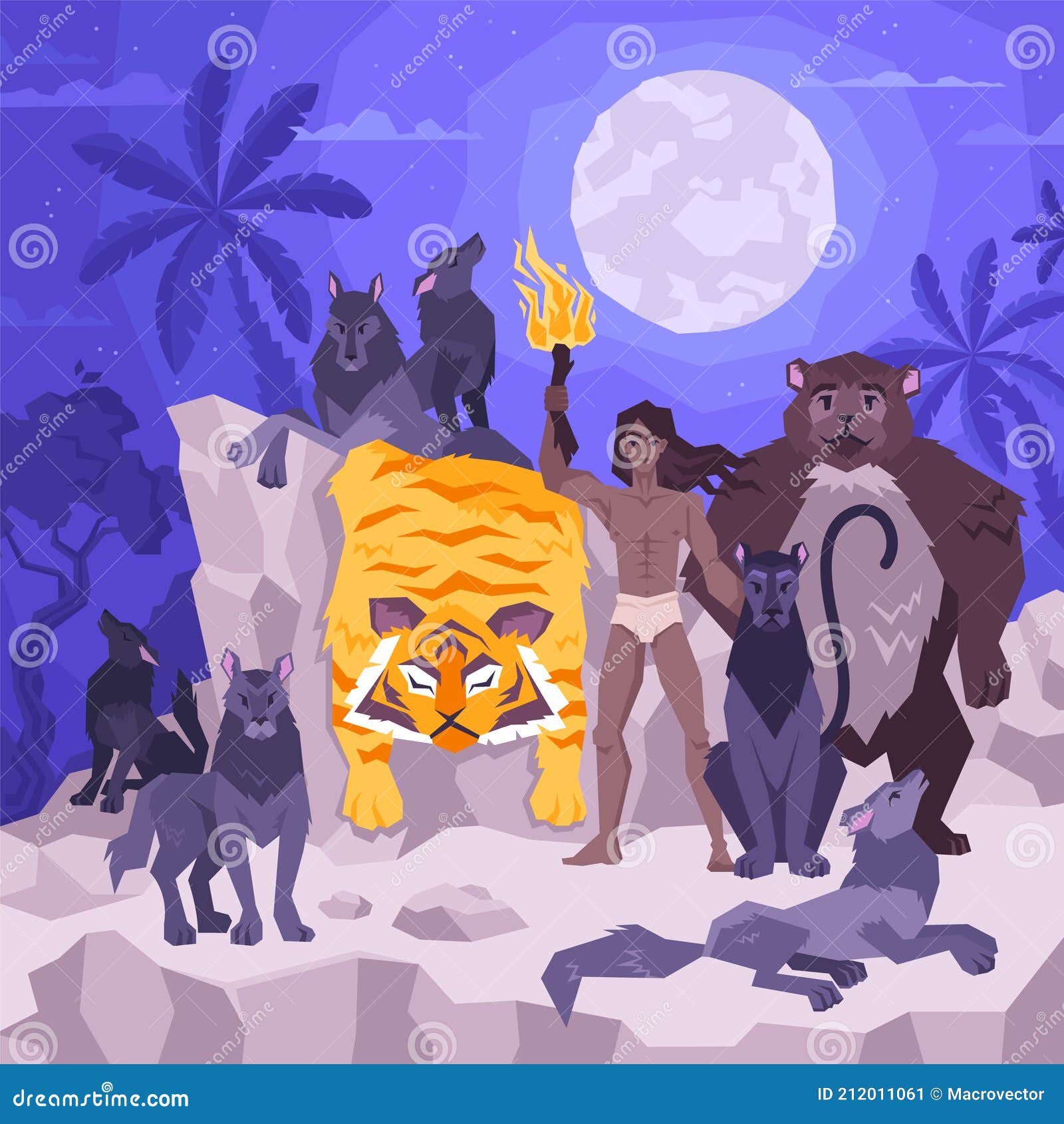 Mowgli Landscape Background Vector Illustration | CartoonDealer.com ...