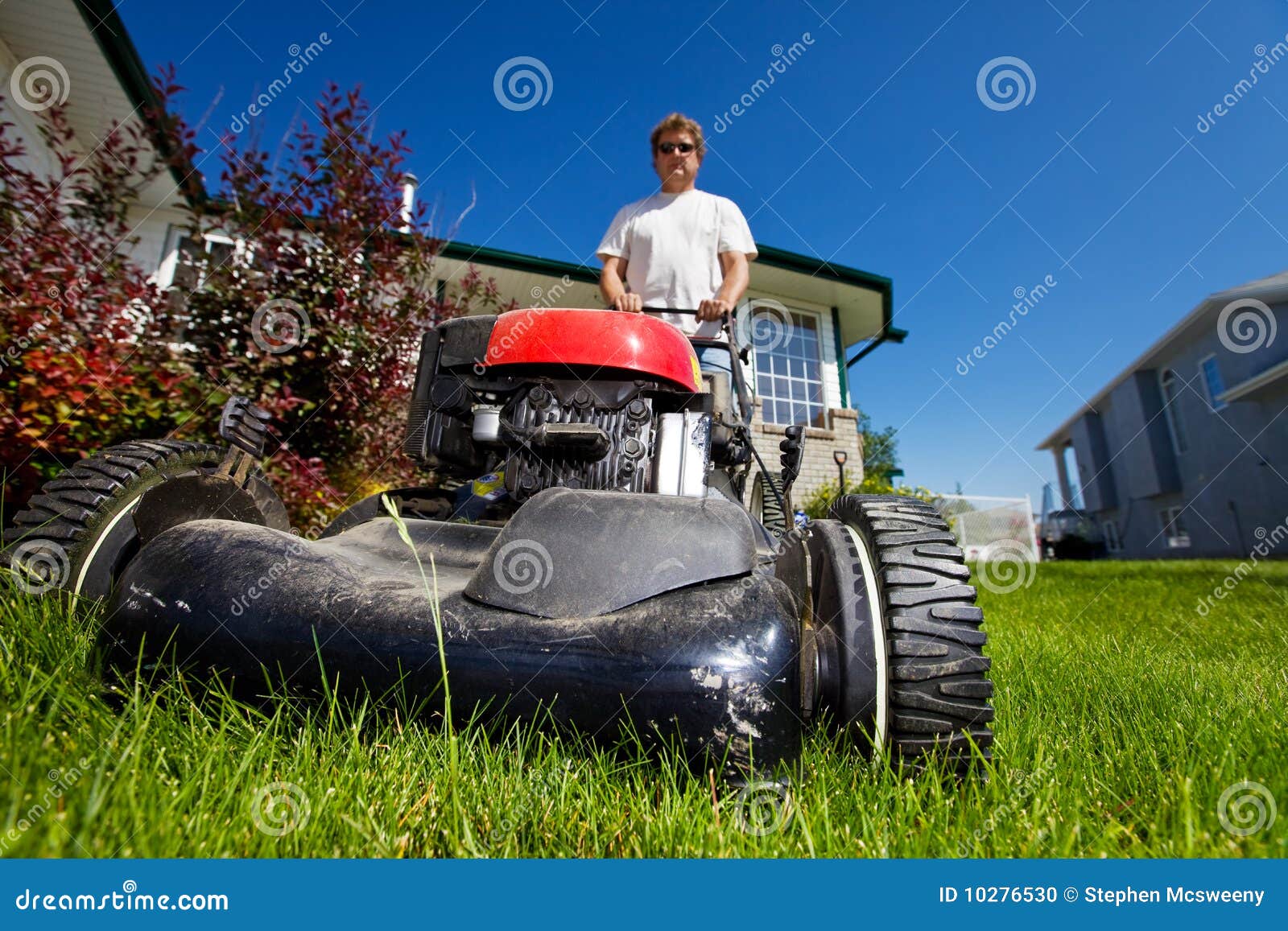Mowing the lawn stock photo. Image of maintenance, yard - 10276530