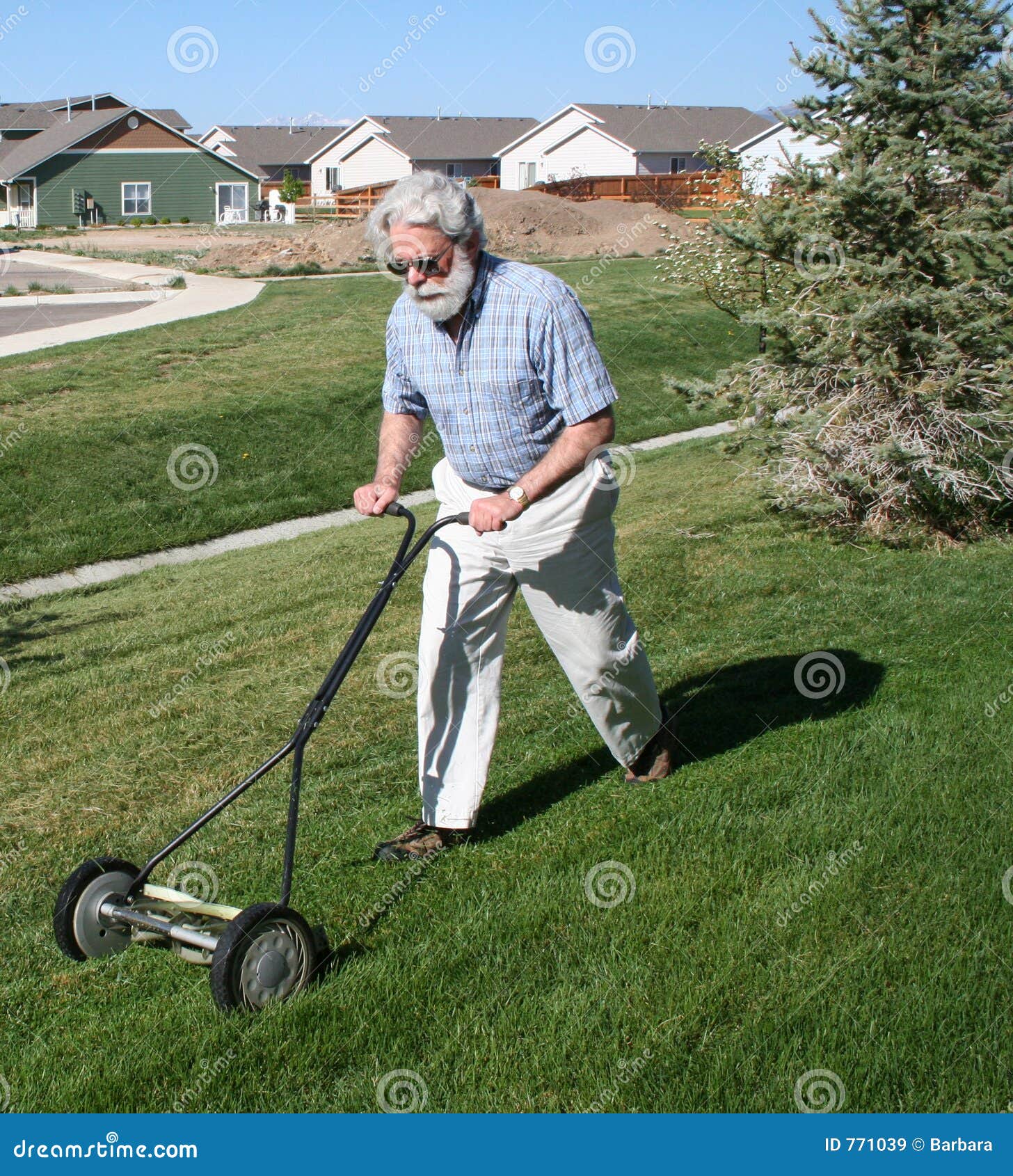 Mowing the Lawn stock image. Image of home, equipment, workout - 771039