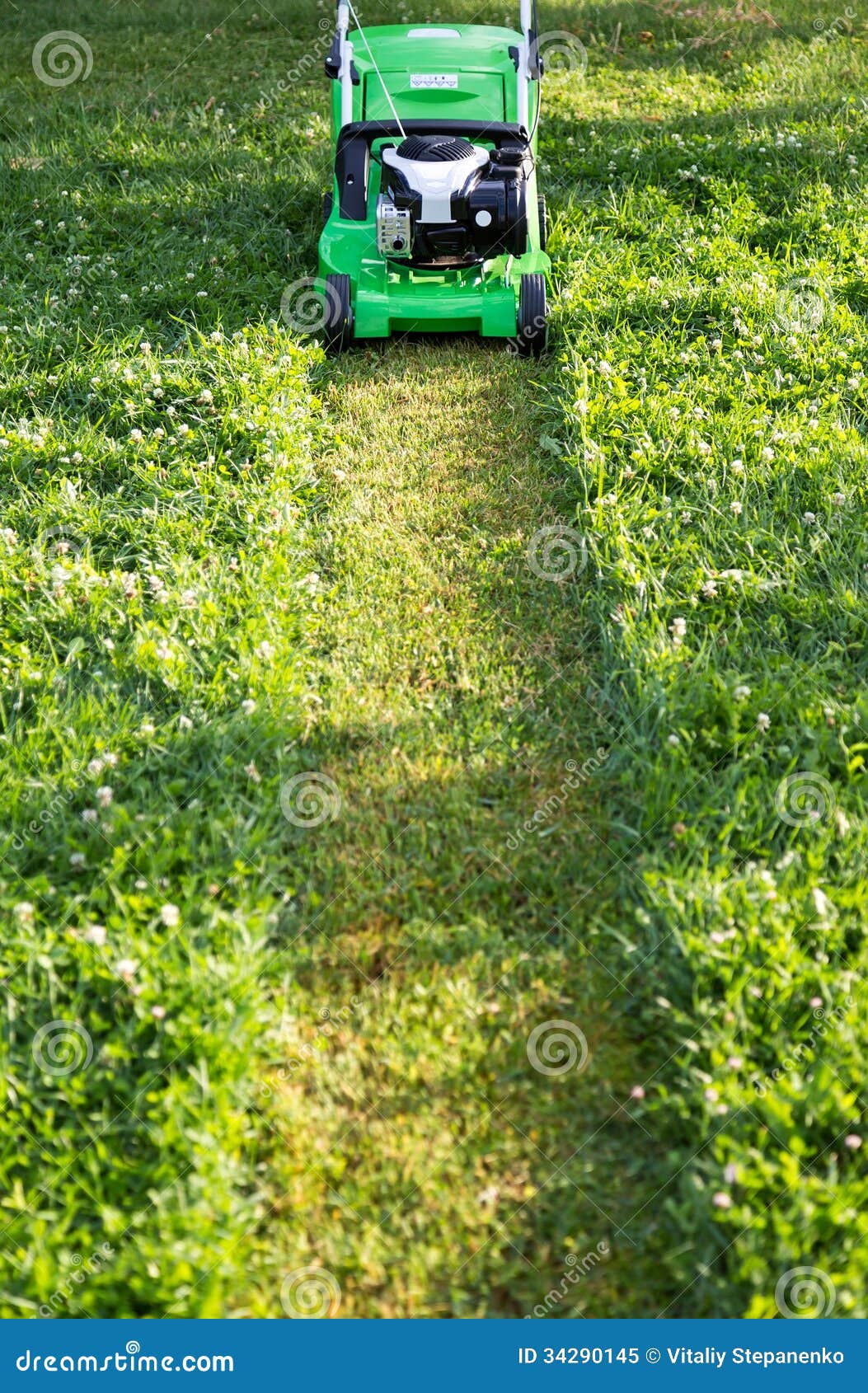 Mowing the lawn stock image. Image of summer, mower, green - 34290145