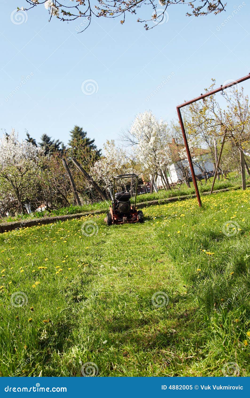 Mowing Machine stock image. Image of gardening, spring - 4882005