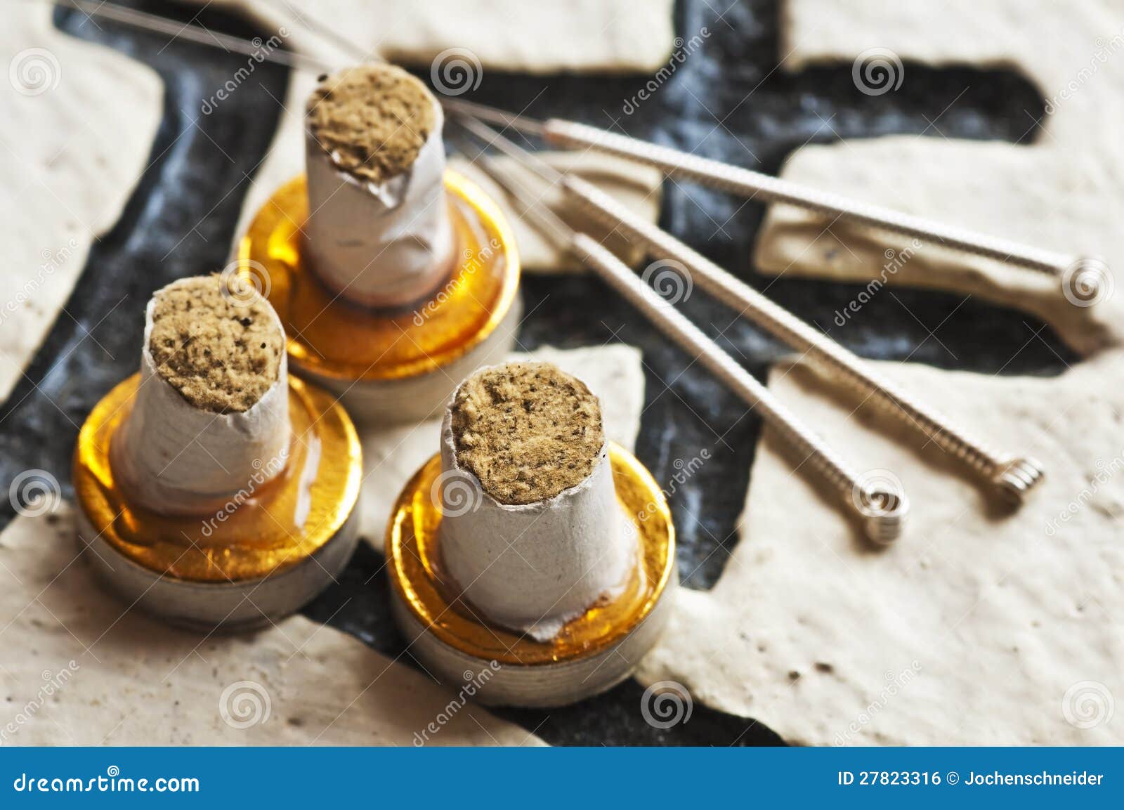Moxa Cones and Acupuncture Needles Stock Photo - Image of closeup ...