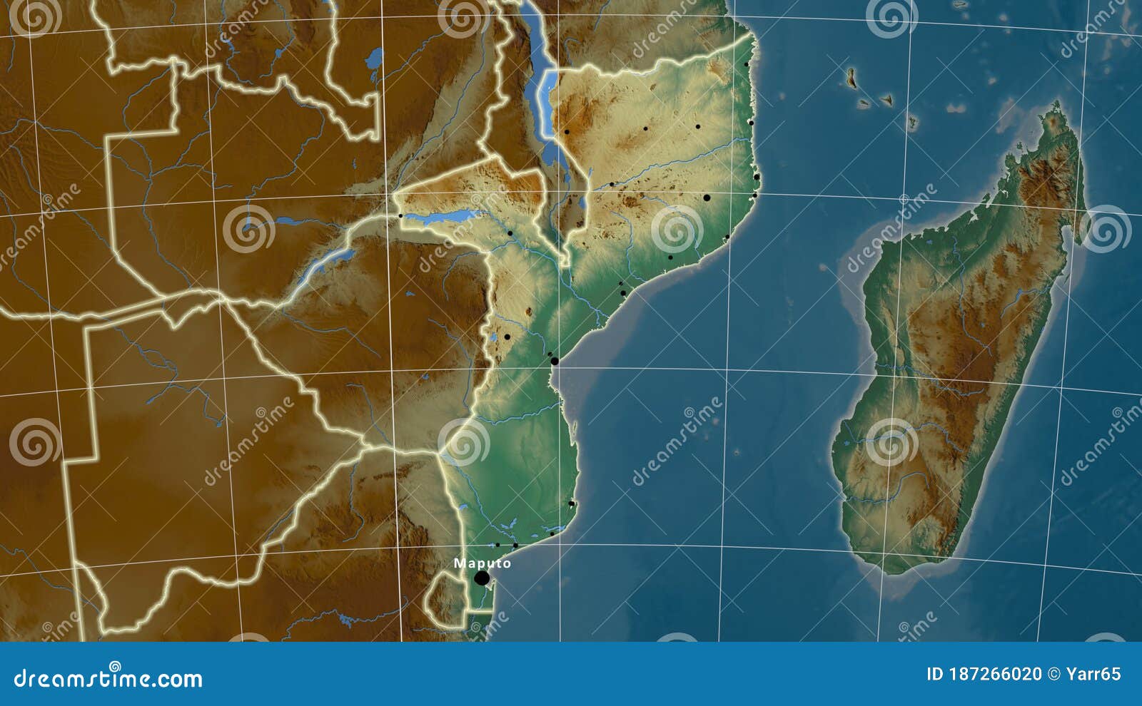 Mozambique - Relief. Composition, Borders Stock Illustration ...