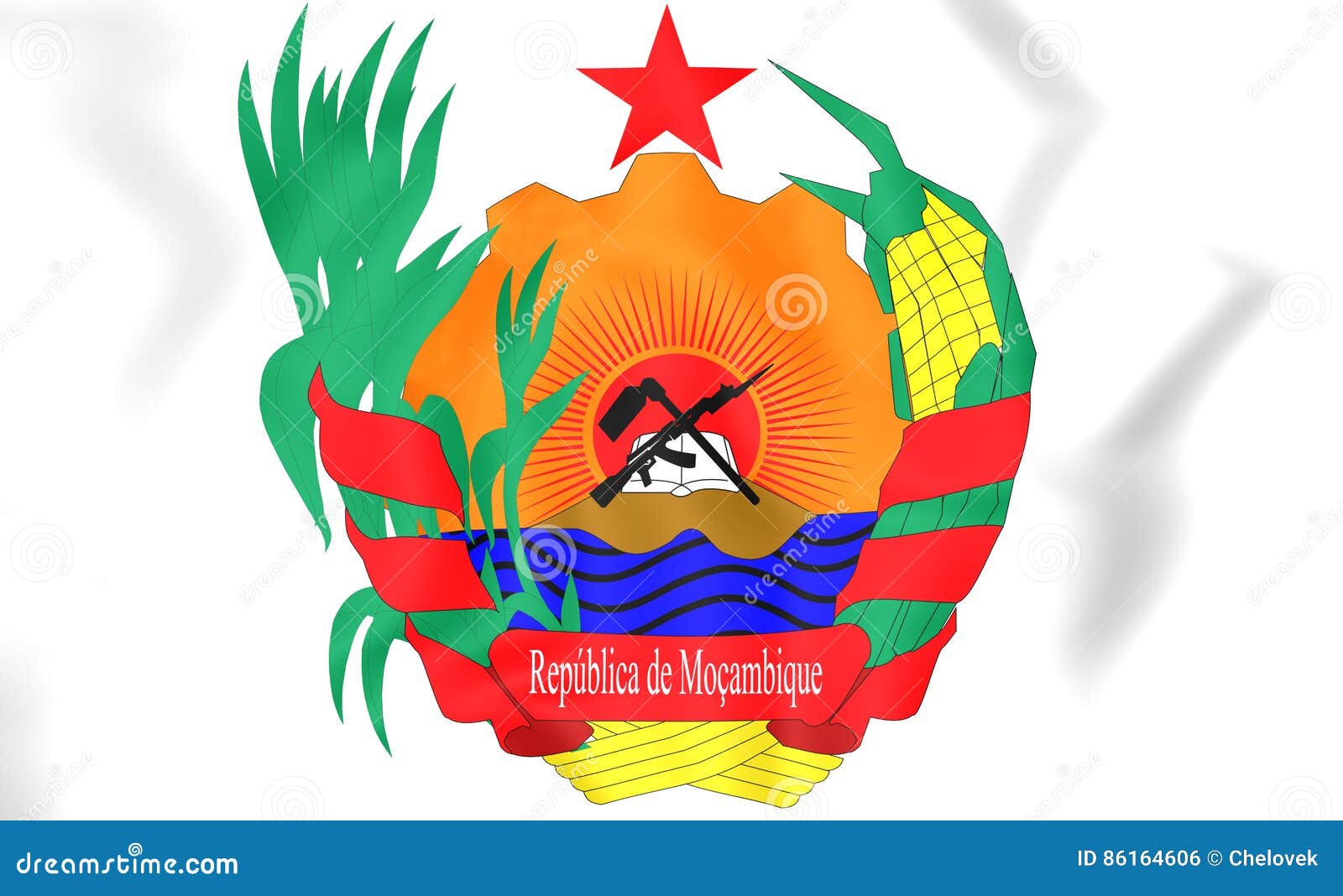 Mozambique Coat of Arms stock illustration. Illustration of flag - 86164606