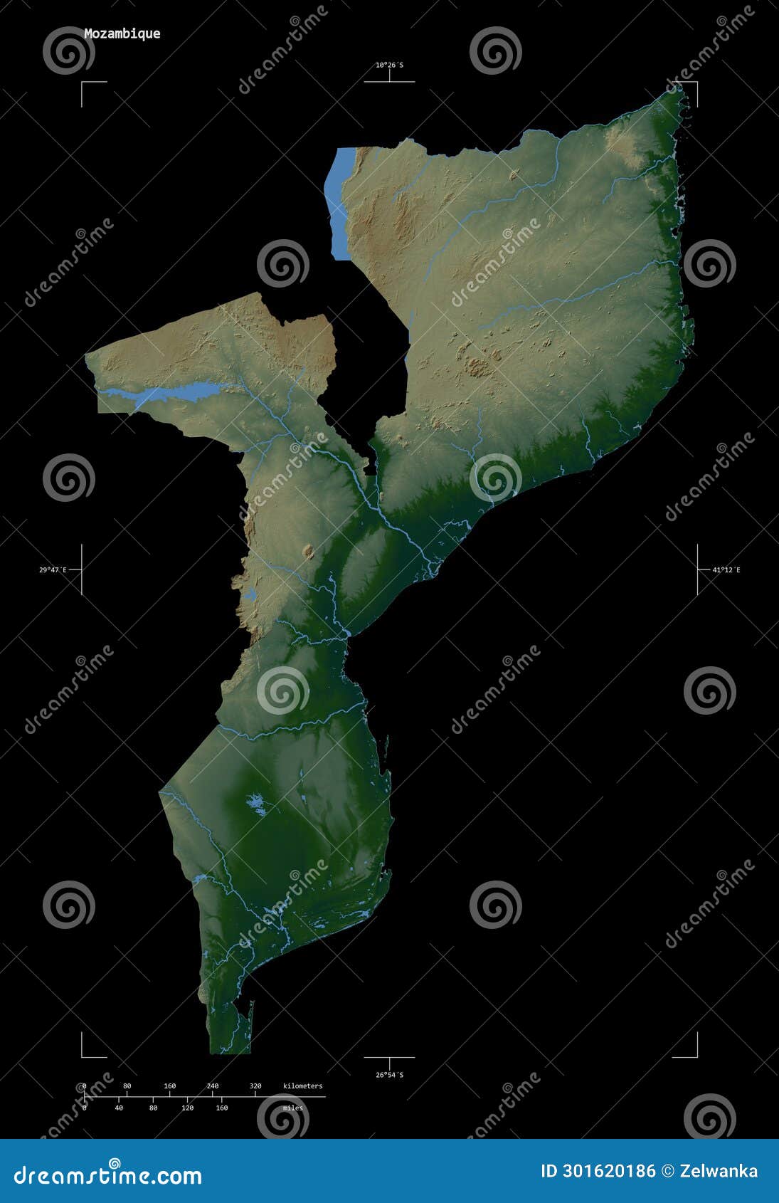 Physical Map Of Mozambique