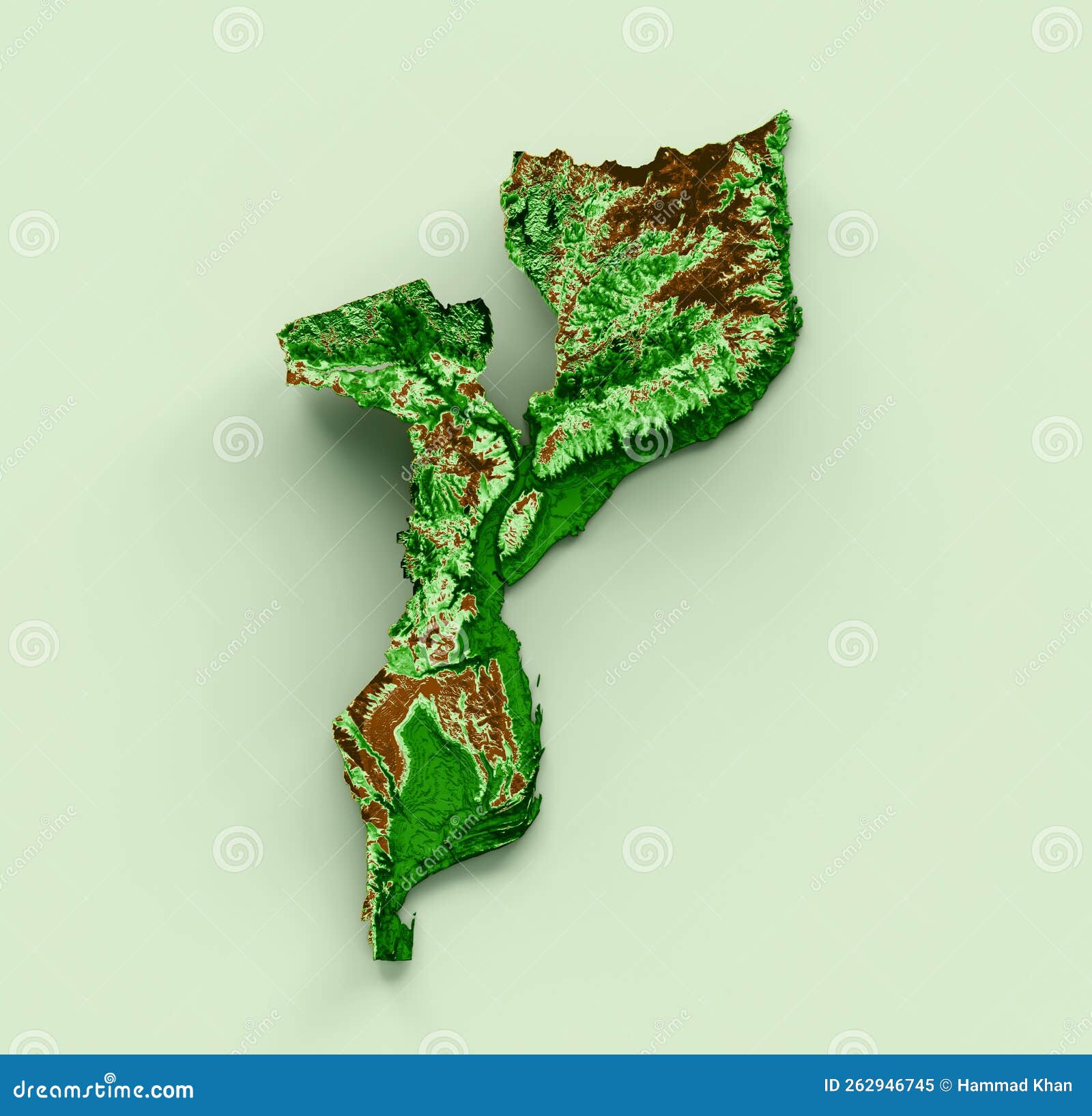 Mozambique Topographic Map 3d Realistic Map Color 3d Illustration Stock ...