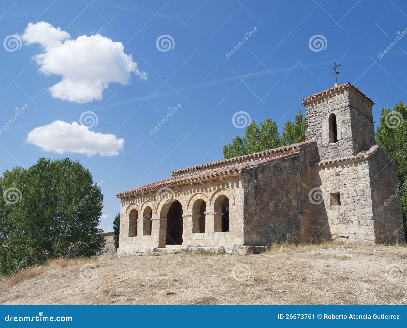 Mozarabic Chapel with Romanesque Portico Stock Image - Image of detail ...