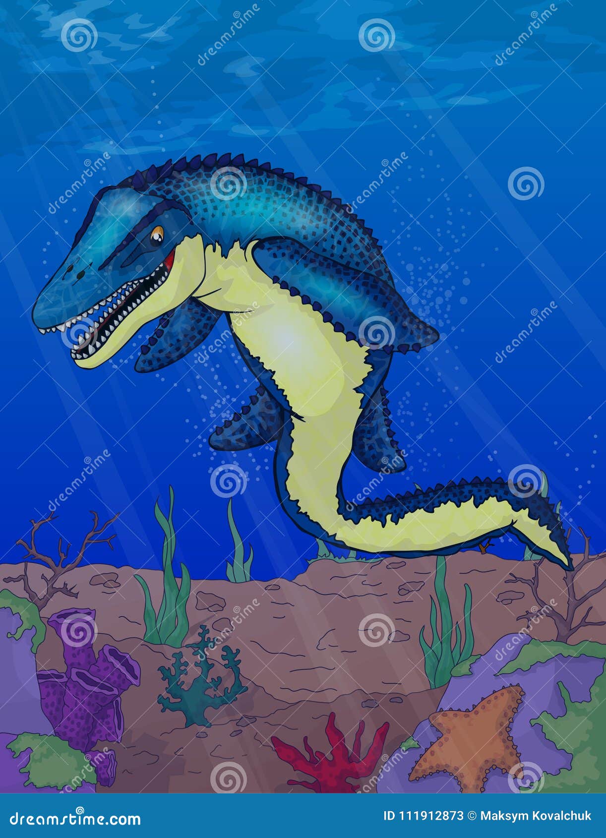 Mosasaurus Skeleton . Silhouette Aquatic Dinosaurs . Side View . Vector ...
