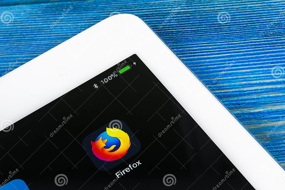 Mozilla Firefox Application Icon on Apple IPad Pro Screen Close-up ...