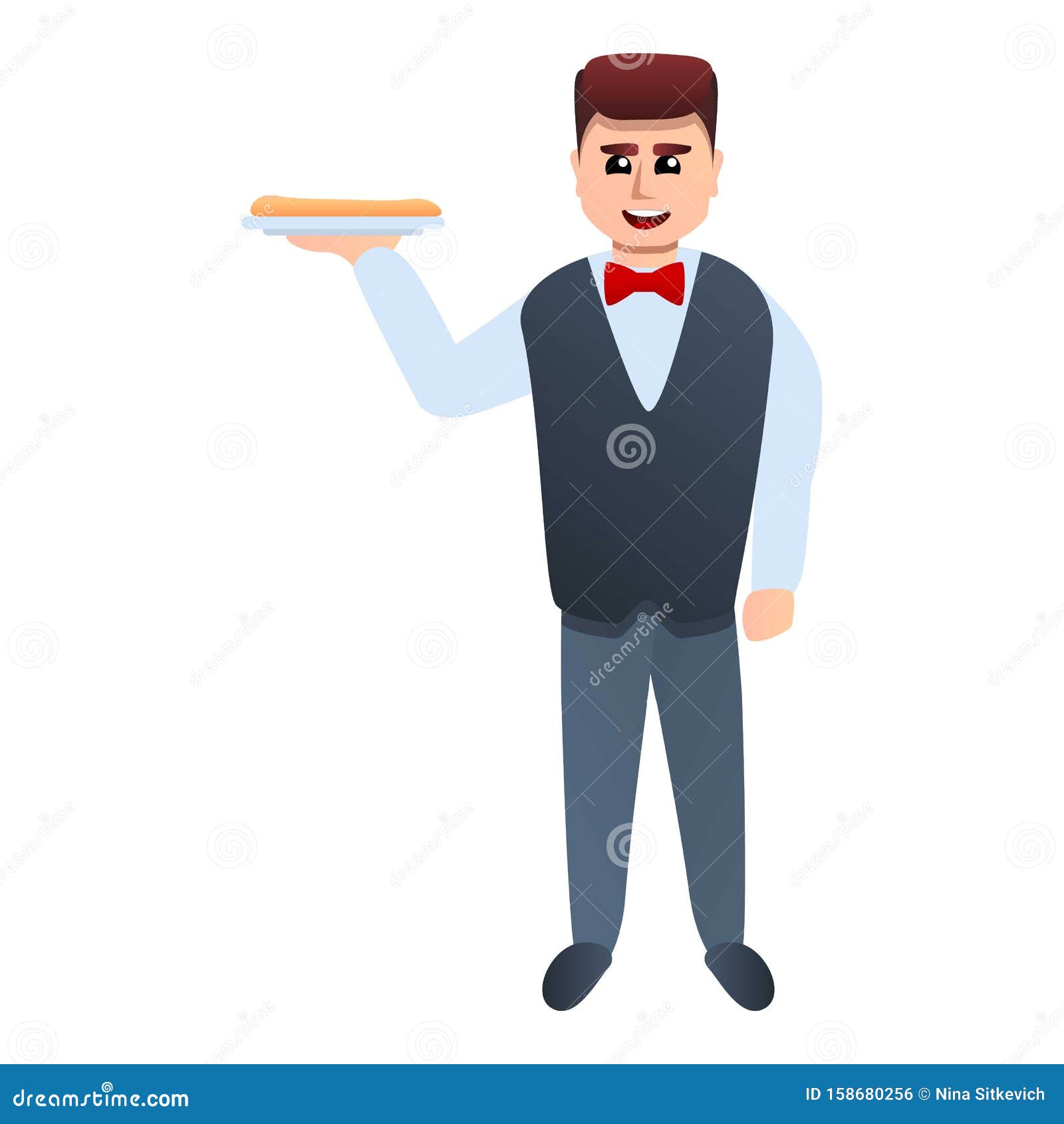 Mozo Con Icono De Comida, Estilo De Caricatura Ilustración del Vector ...