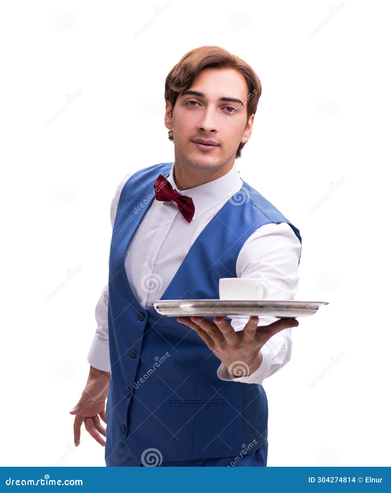 Mozo Joven Aislado De Fondo Blanco Foto de archivo - Imagen de delantal ...