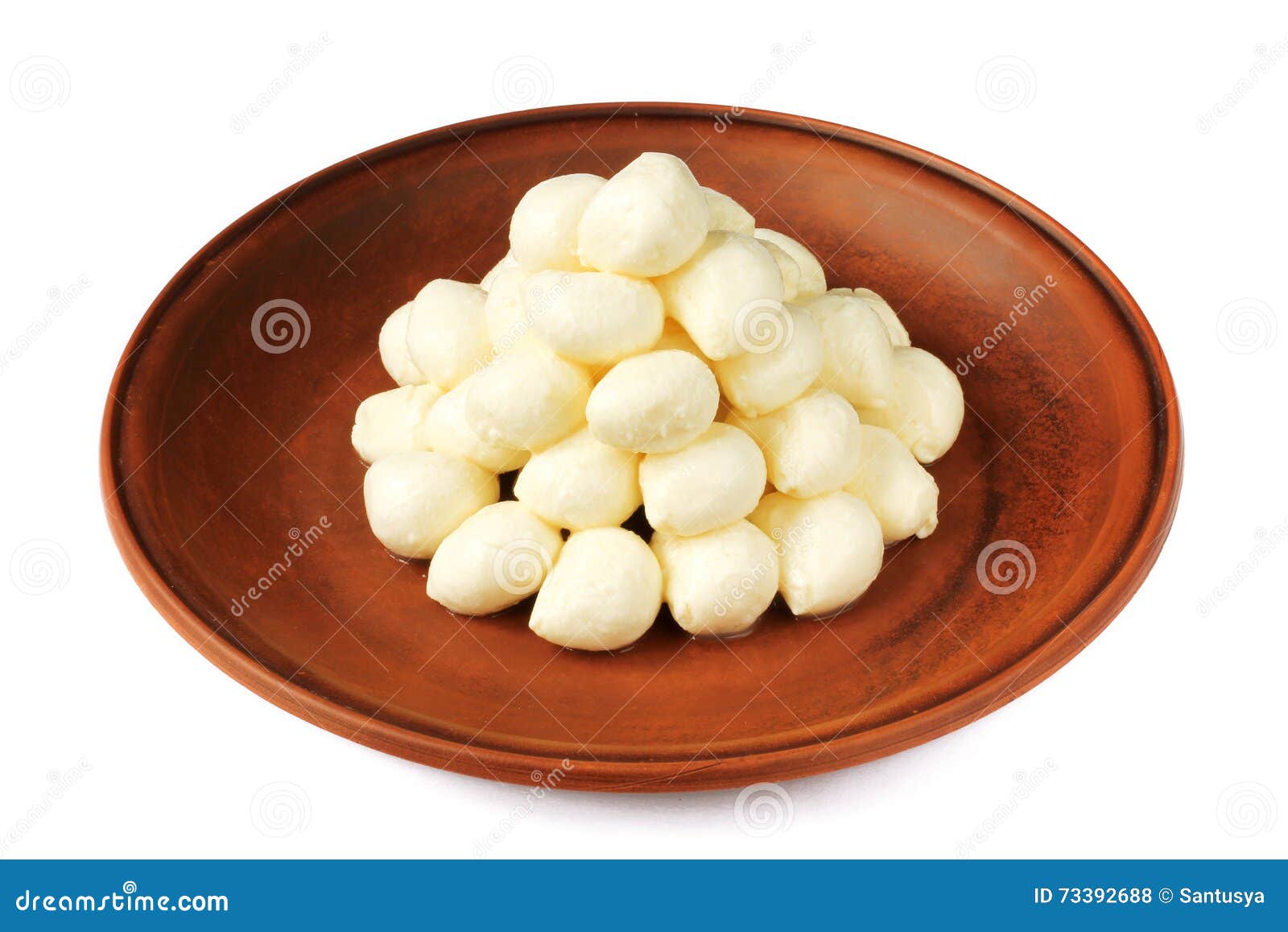 Mozzarella Baby Pyramid on a Plate Isolated Stock Photo - Image of ...