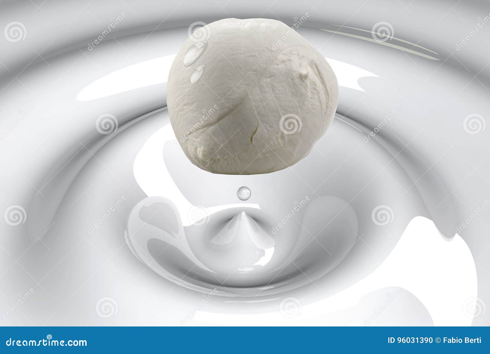 Mozzarella Cheese As a Drop on Liquid White Stock Illustration ...