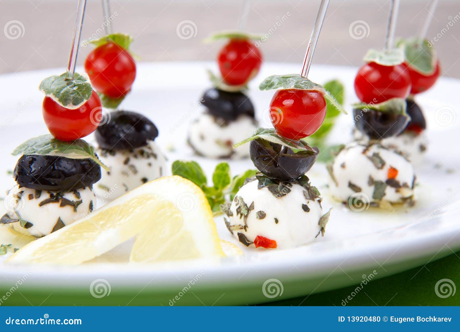 Mozzarella Cheese canape stock photo. Image of cheese - 13920480