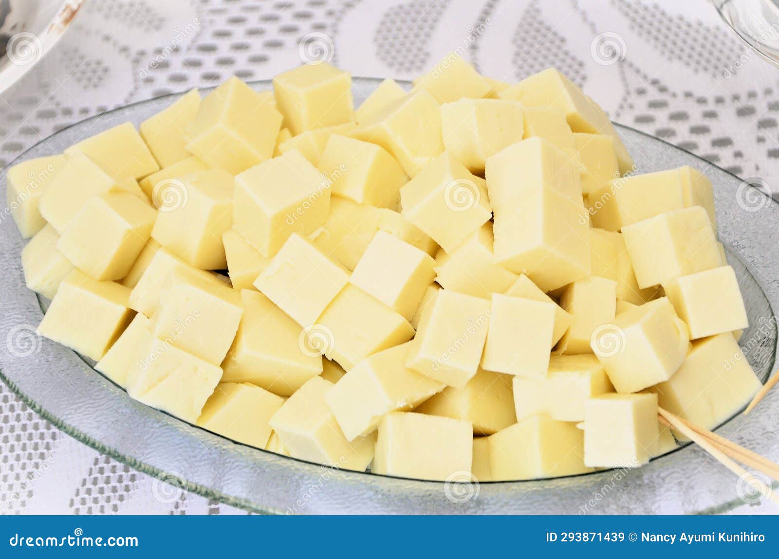 Cubed Mozzarella Cheese on Plate for Inauguration Stock Image - Image ...