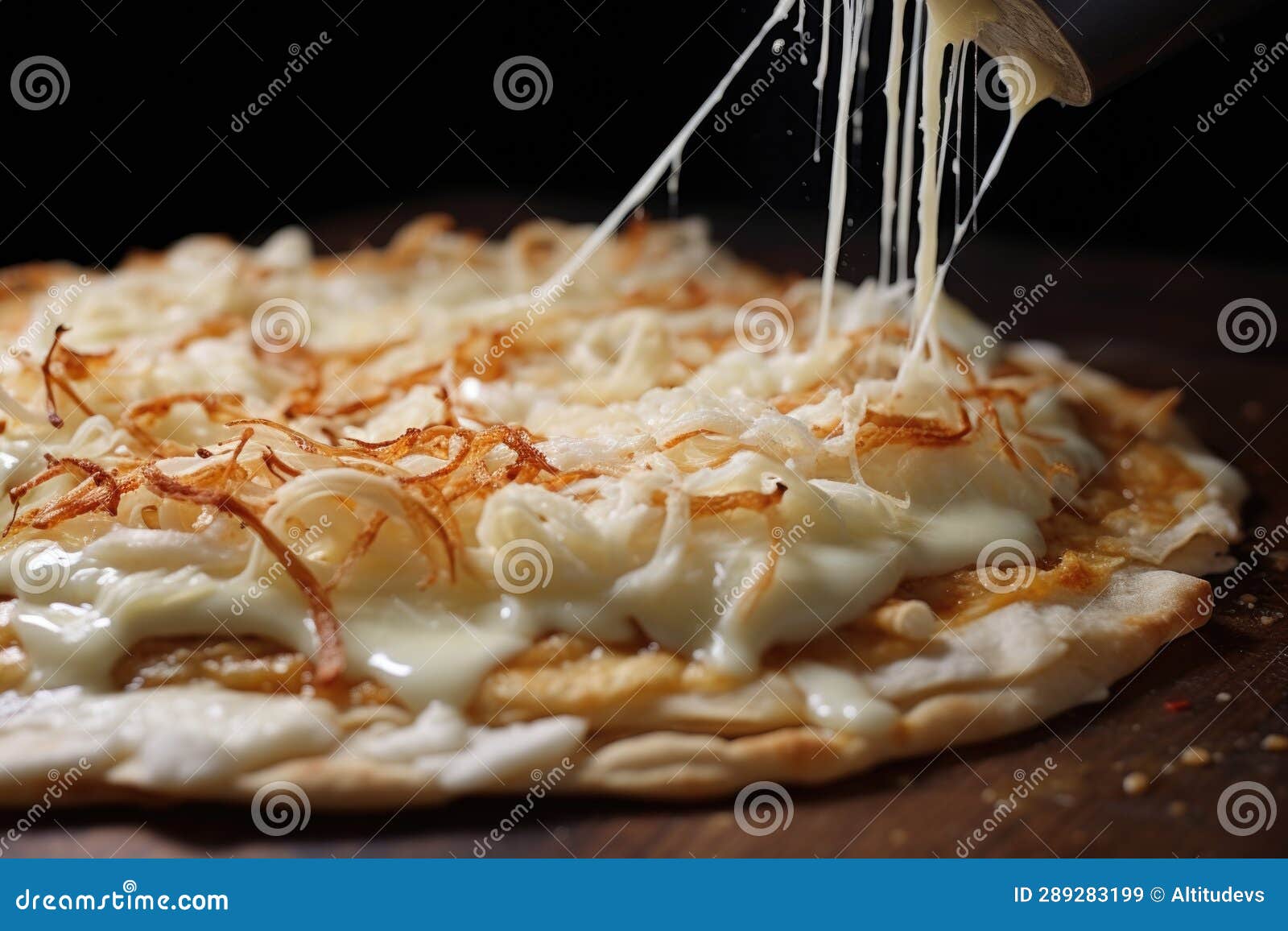 Mozzarella Cheese Shreds Melting on Hot Pizza Crust Stock Image - Image ...