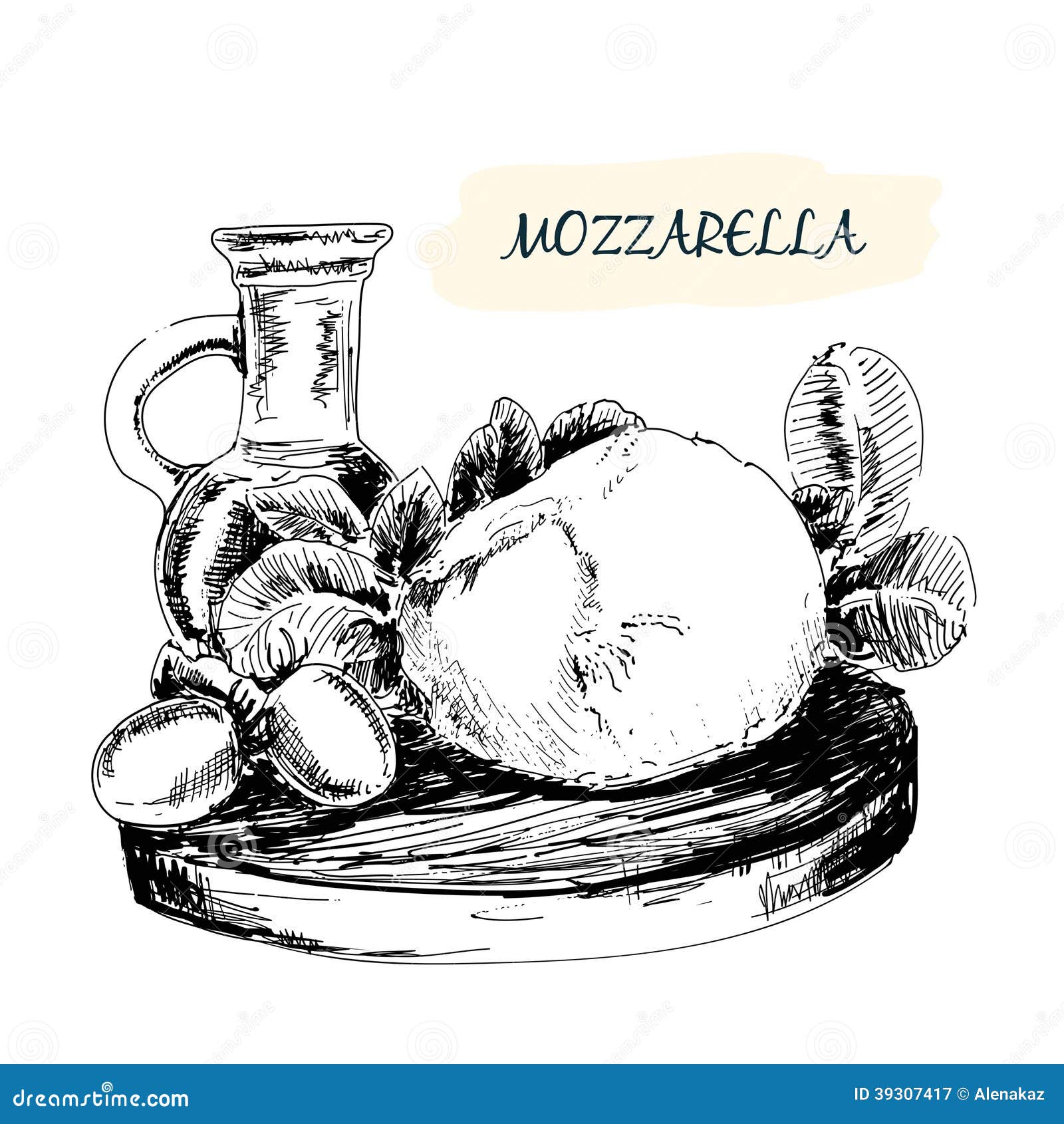 Mozzarella Hand Drawn Vector Illustration Mozzarella Hand Drawn Vector ...
