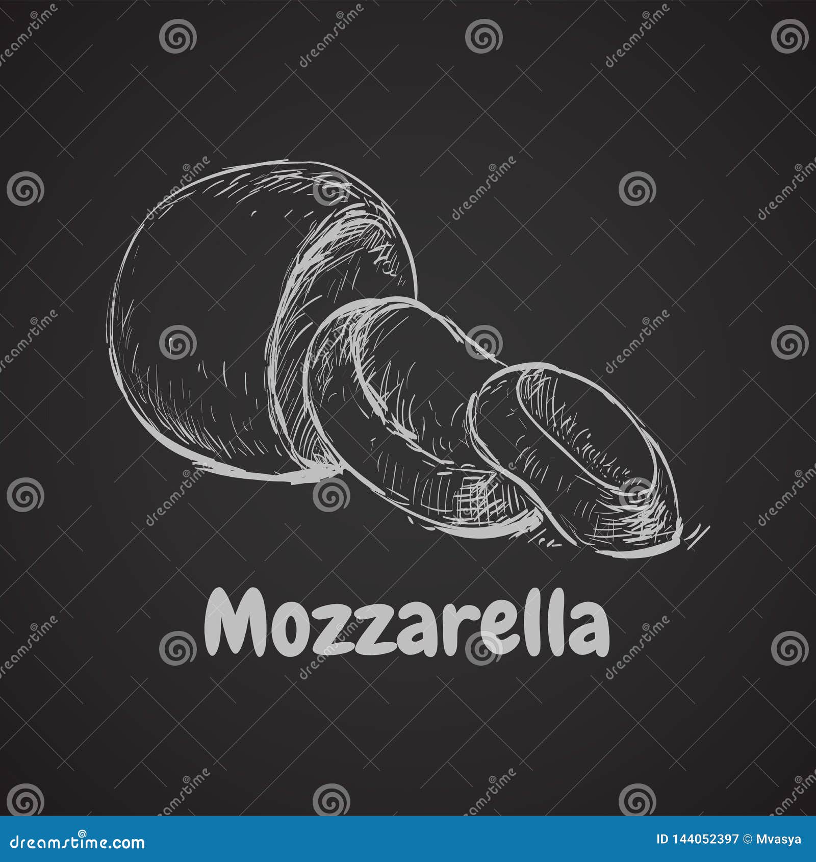 Mozzarella Hand Drawn Vector Illustration Stock Vector - Illustration ...