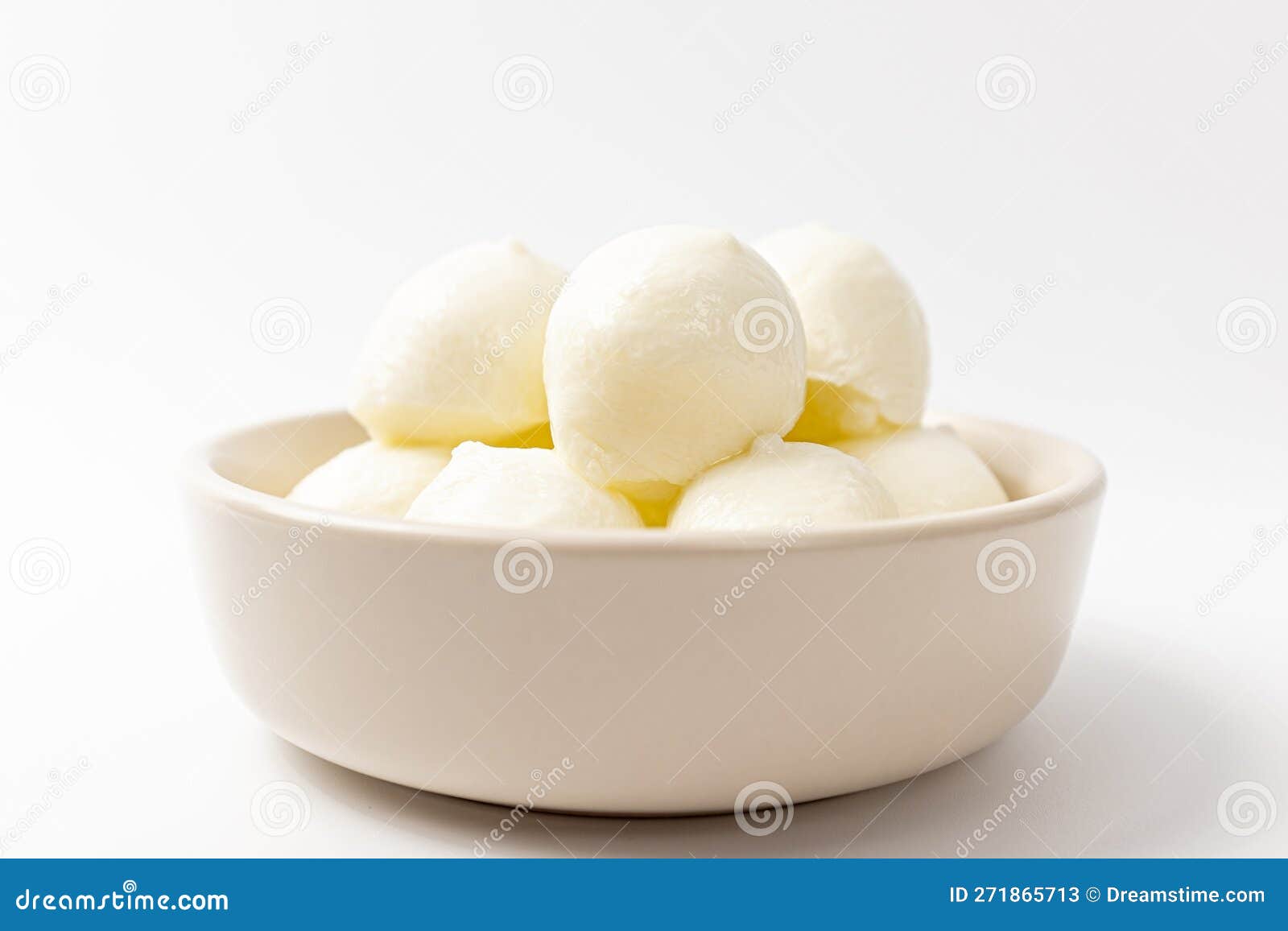 Mozzarella Pearls Cheese on White Background Stock Image - Image of ...